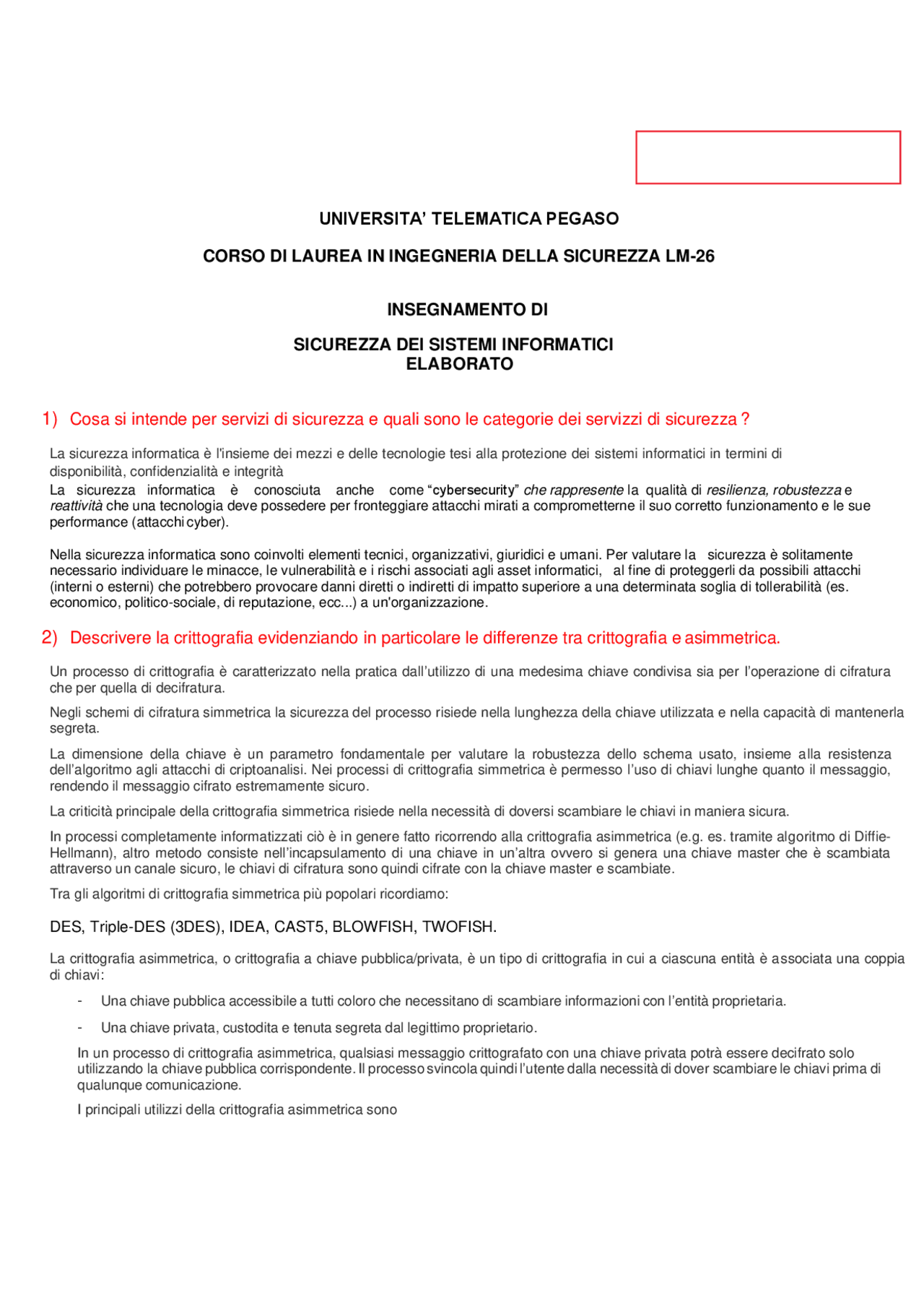 Elaborato 2020 2021 Sicurezza Dei Sistemi Informatici Lm26 Unipegaso