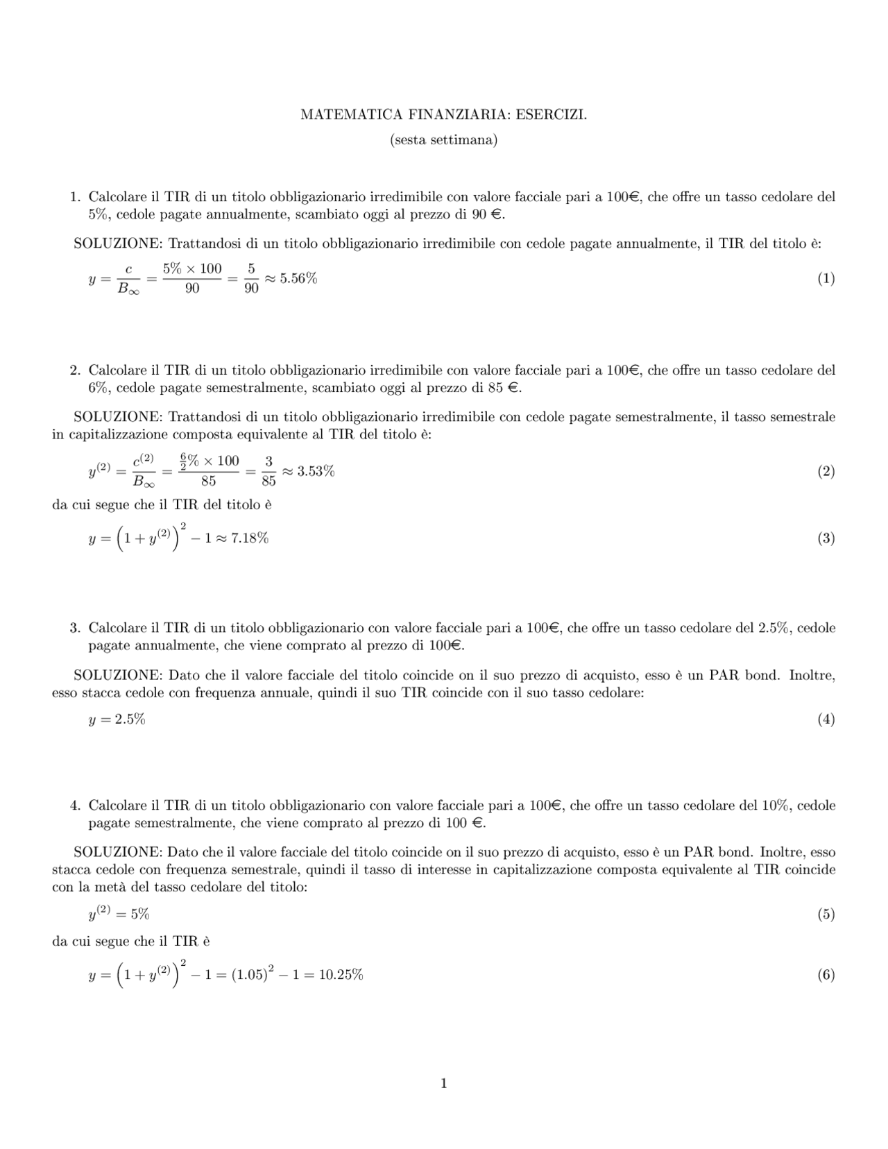 Esercizi_Settimana_6 con soluzioni - Docsity