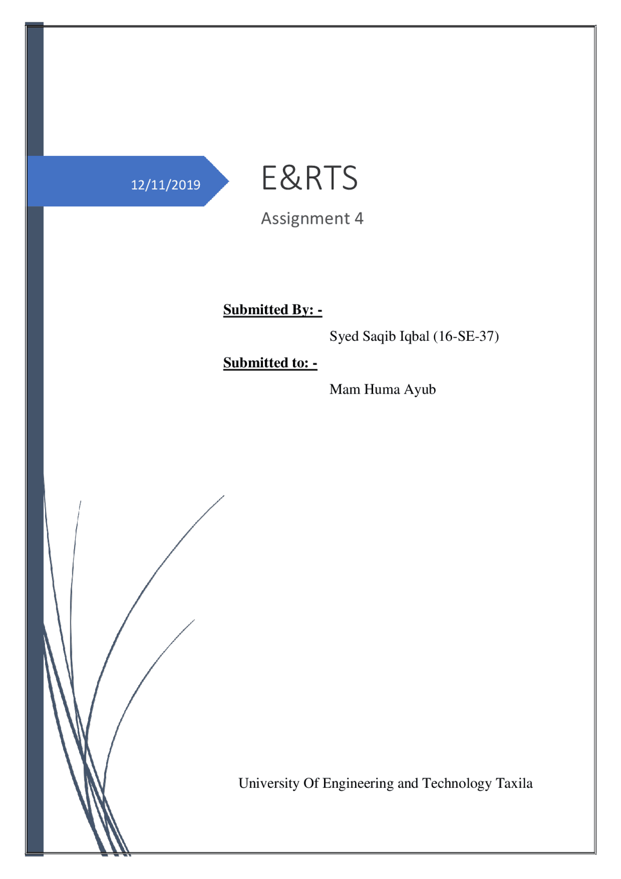 Embedded And Real Time Systems Assignment 03 Docsity