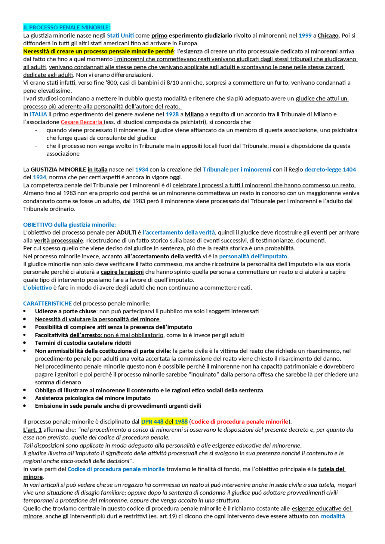 Processo Penale Minorile Docsity