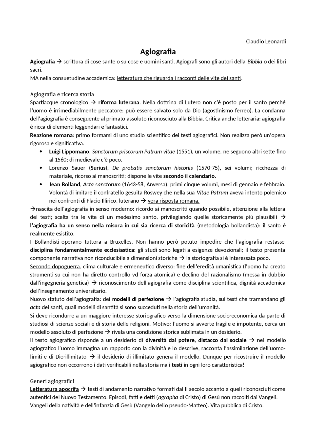 Agiografia Leonardi Docsity