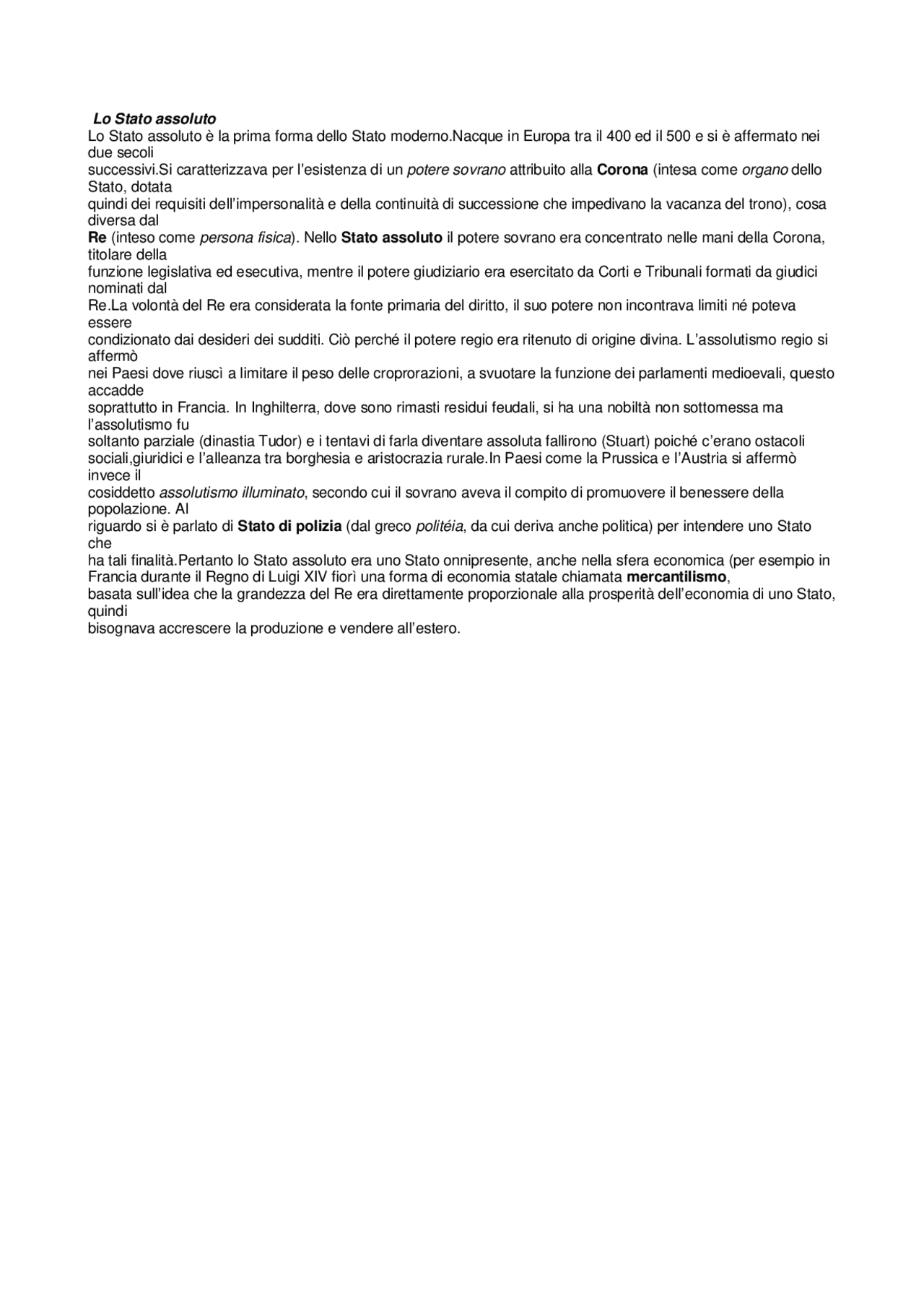 Lo Stato Assoluto Diritto Pubblico Docsity