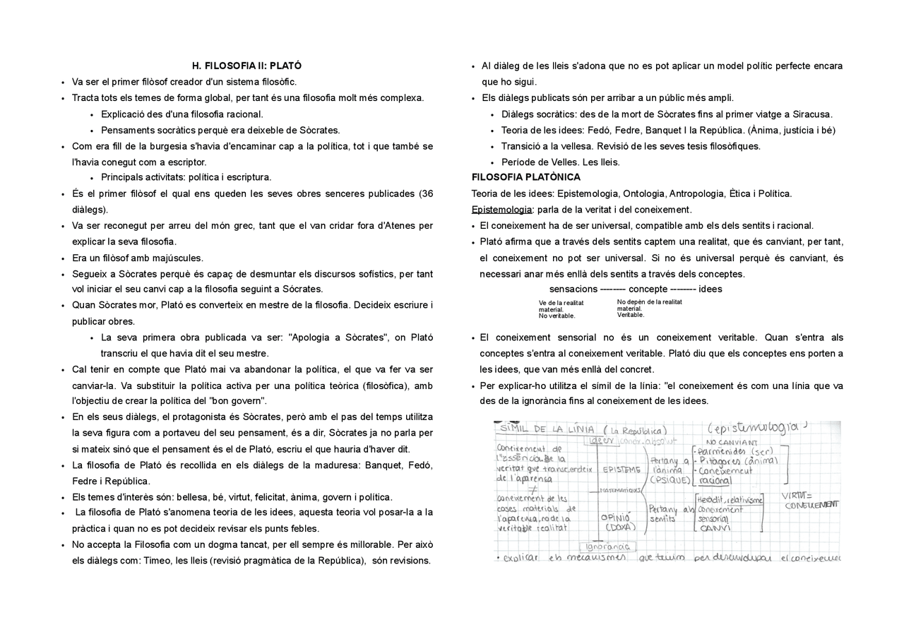 Apunts H Filosofia Plató Docsity
