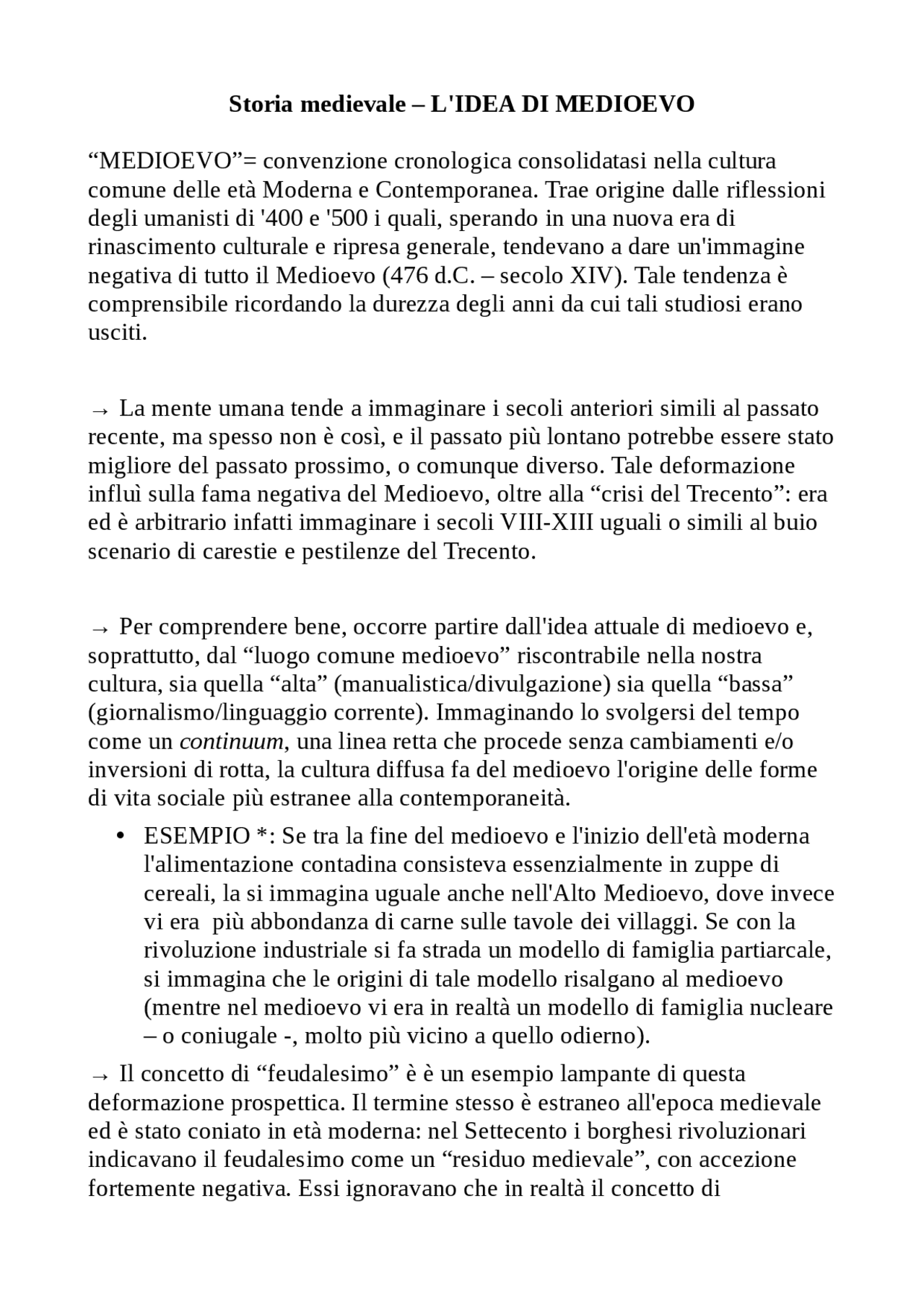 Riassunto G Sergi Lidea Di Medioevo Fra Storia E Senso Comune Docsity