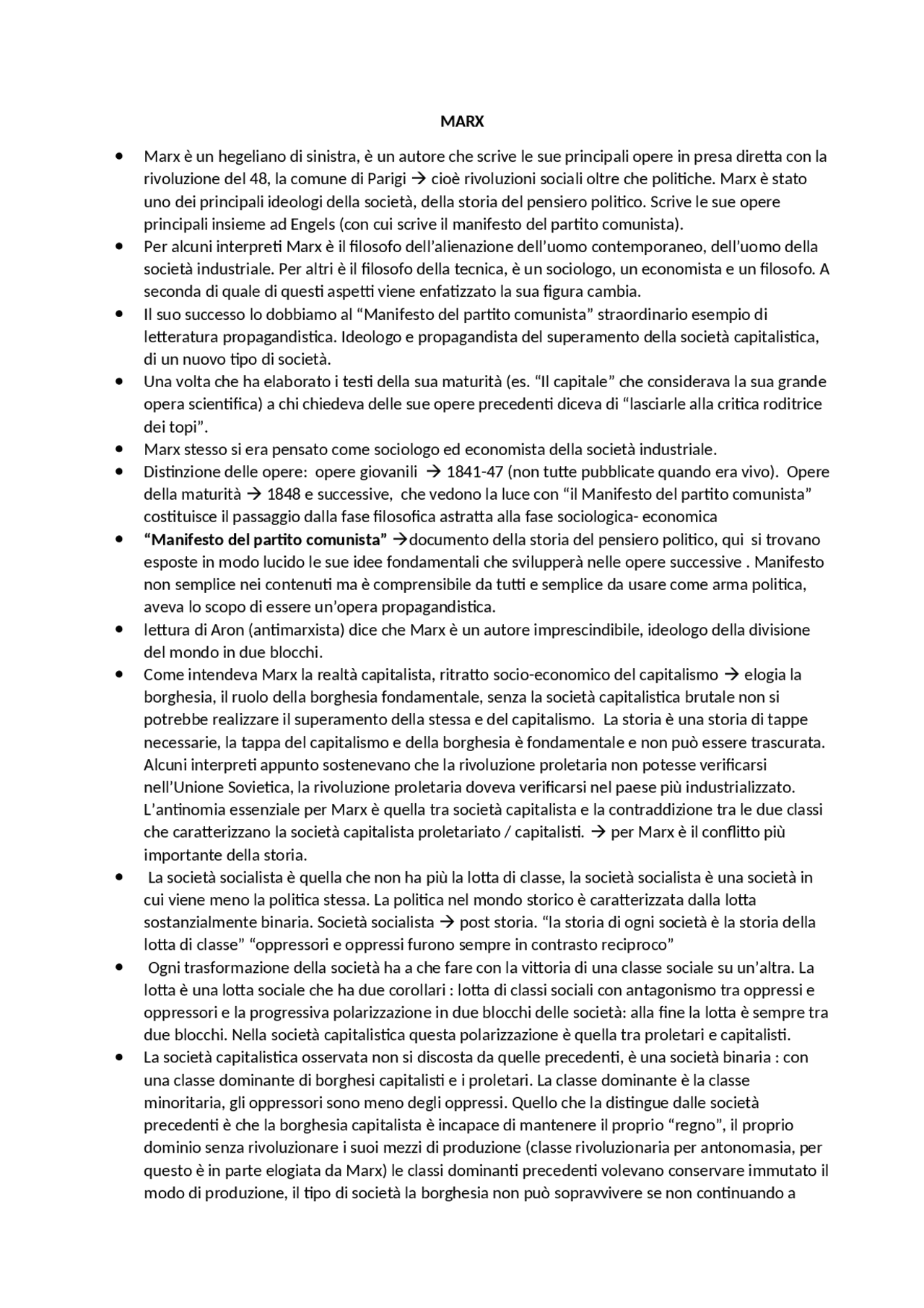 Marx Appunti Dottrine Politiche Docsity
