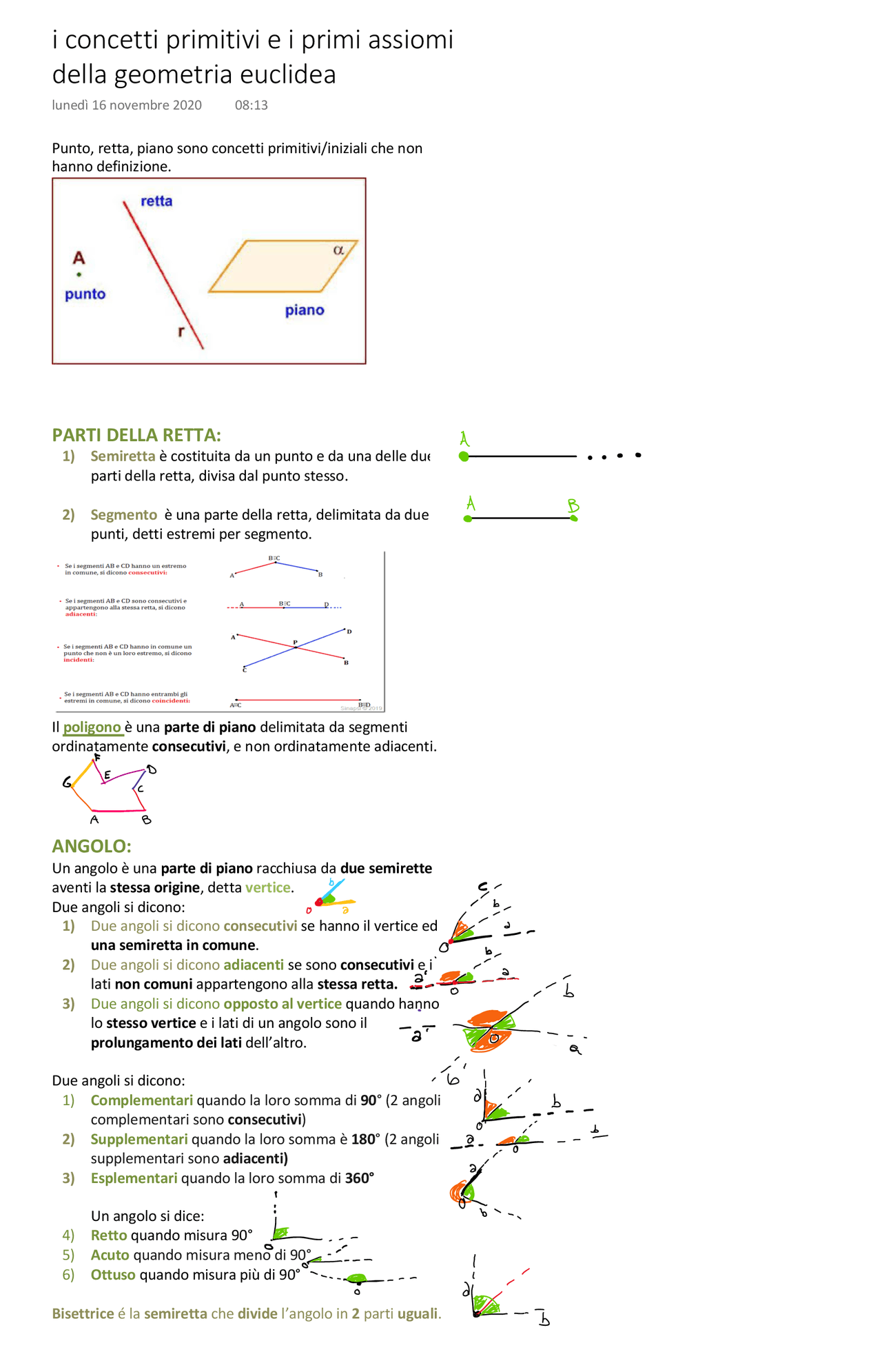 I Concetti Primitivi E I Primi Assiomi Della Geometria Euclidea Docsity