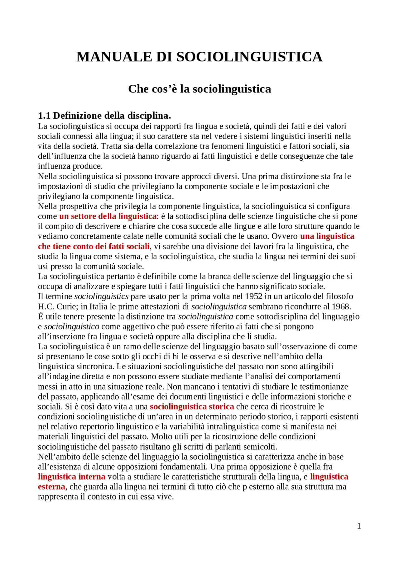 Riassunto del "Manuale di Sociolinguistica - Gaetano Berruto, Massimo ...