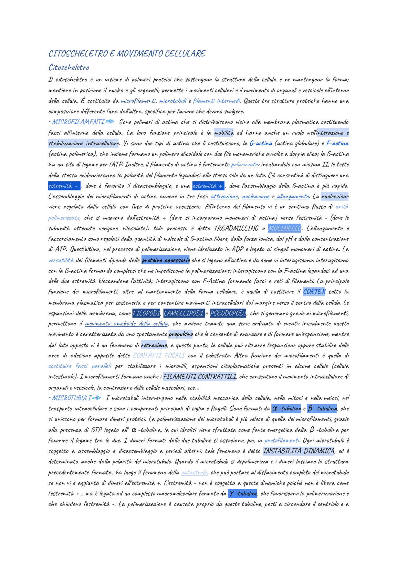 Citoscheletro E Movimento Cellulare Docsity