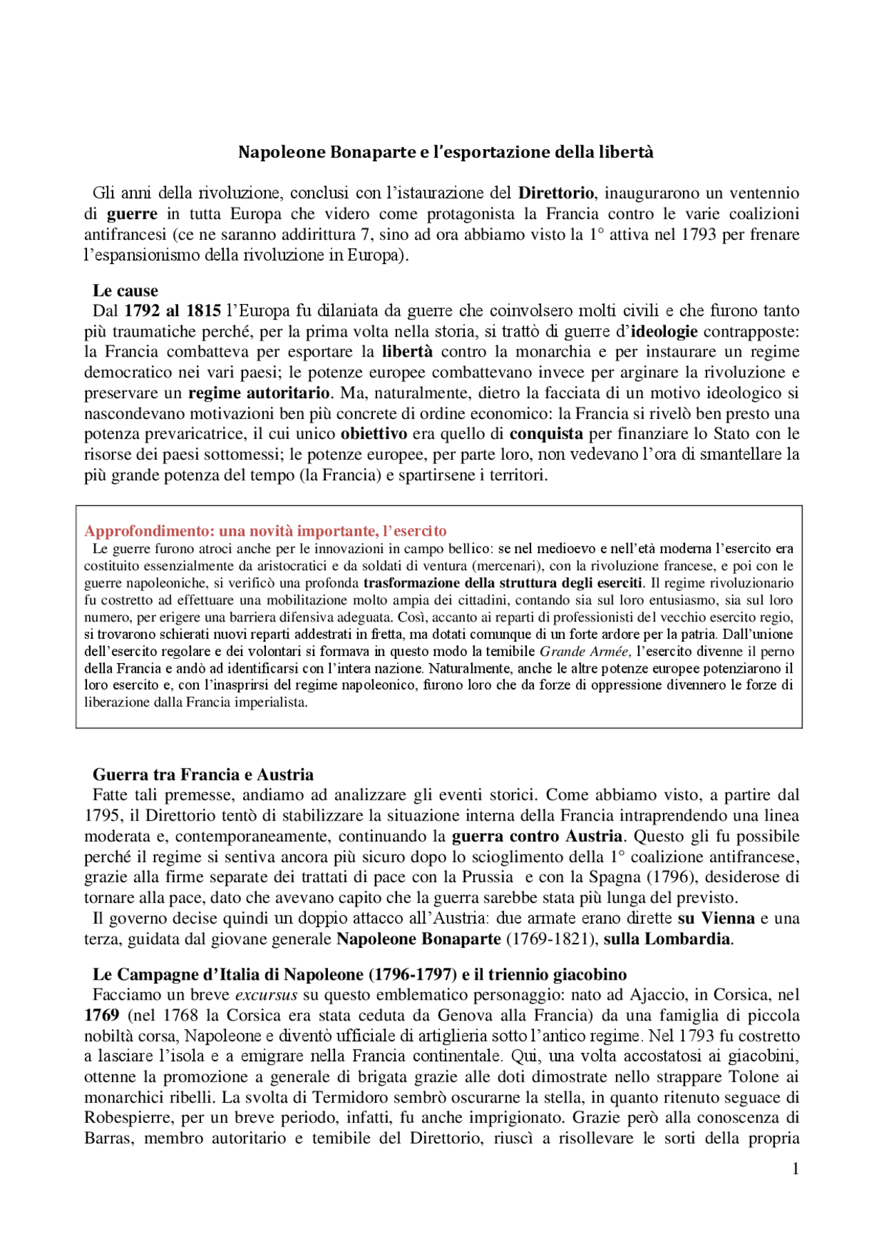 Napoleone Bonaparte Appunti Di Storia Docsity