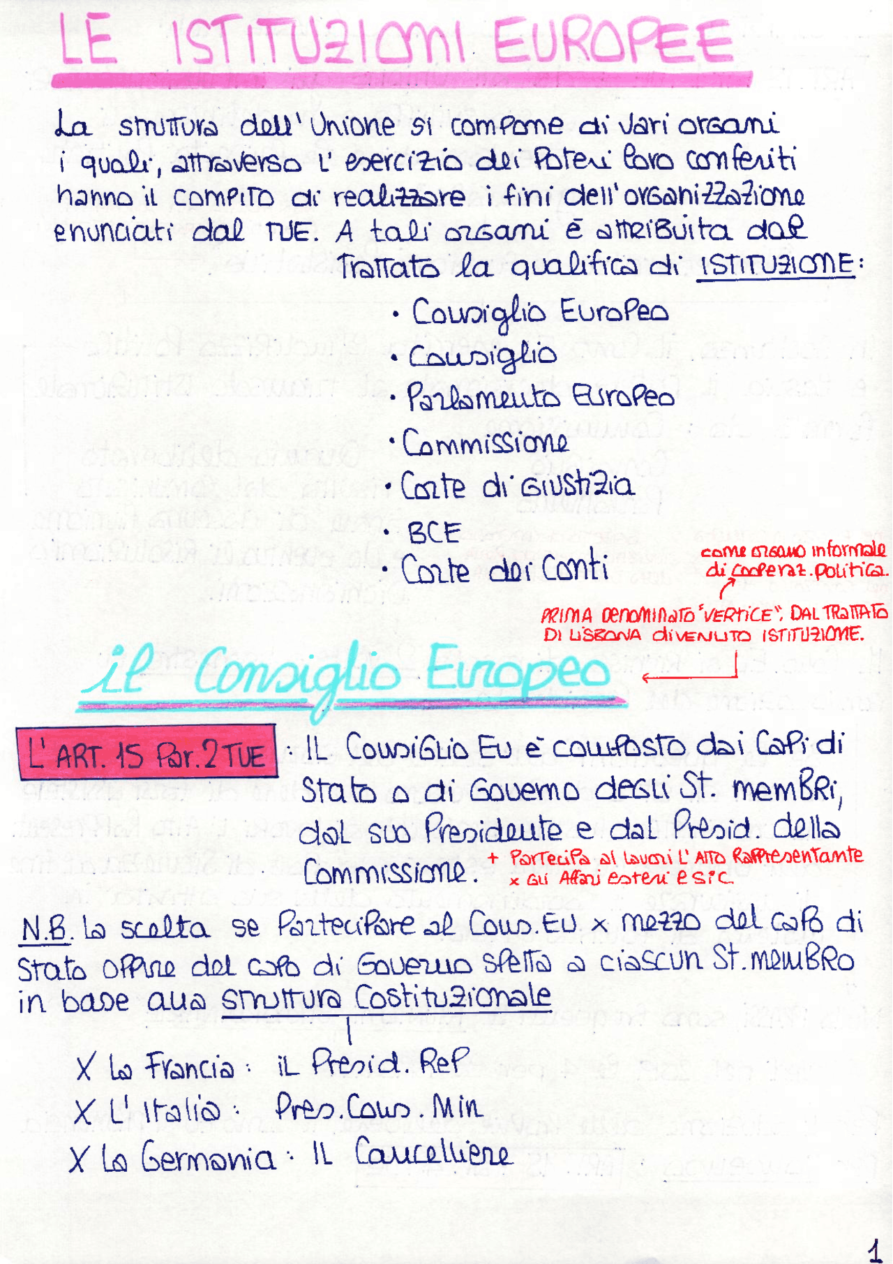 Schemi sulle Istituzioni dell'Unione Europea 2021 - Docsity