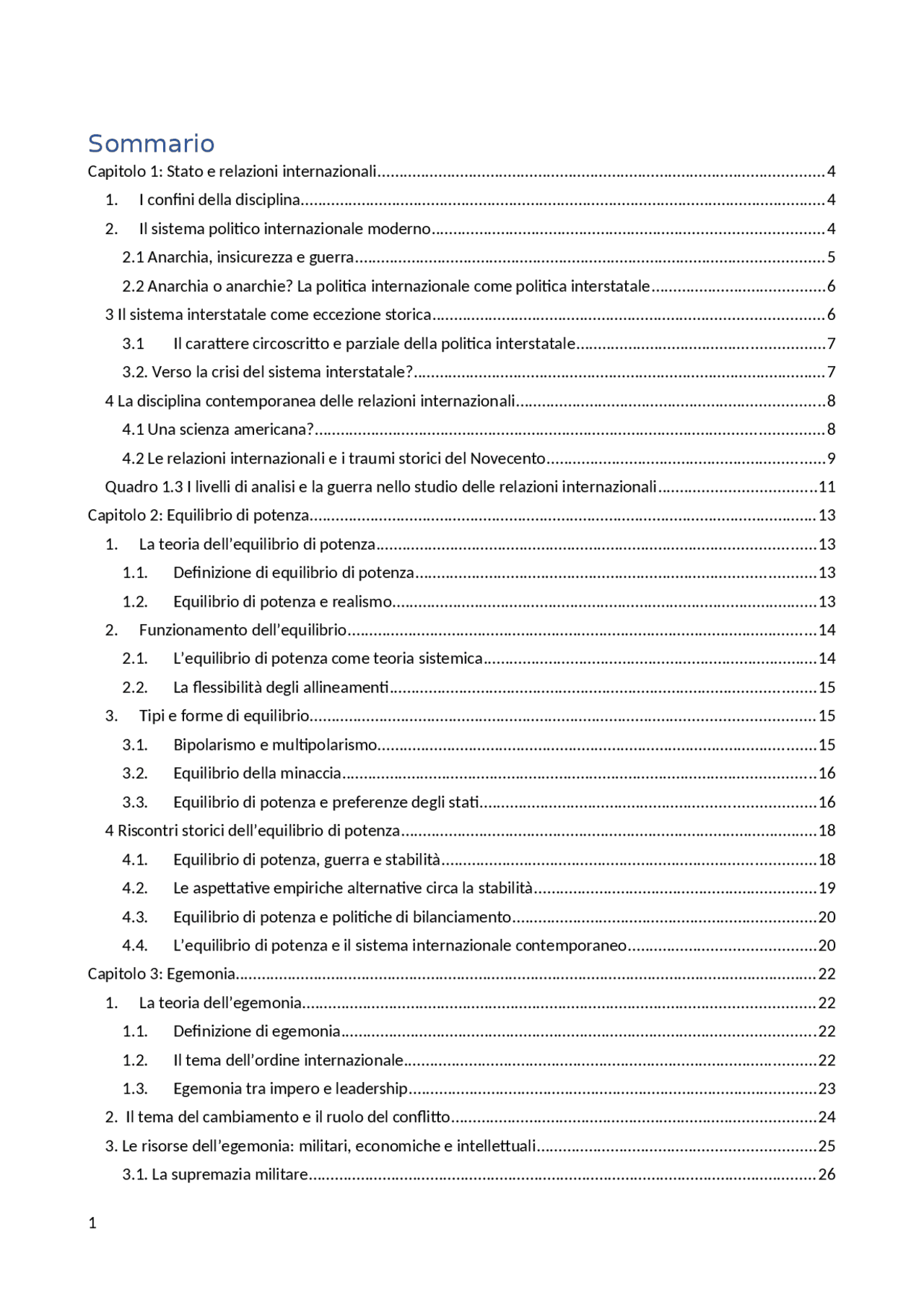 Riassunto Manuale Relazioni Internazionali Prof Parsi Docsity