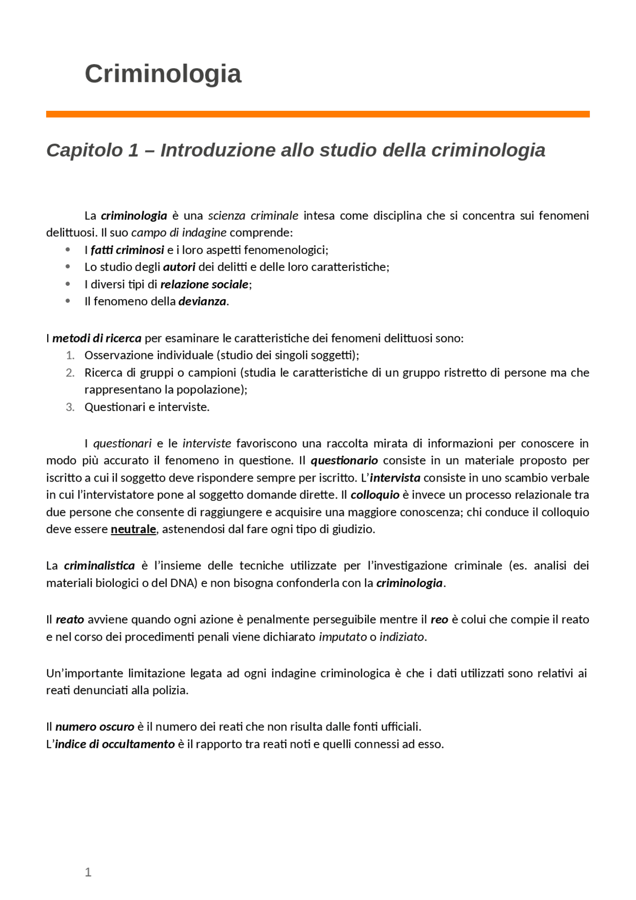 Sintesi Criminologia Docsity