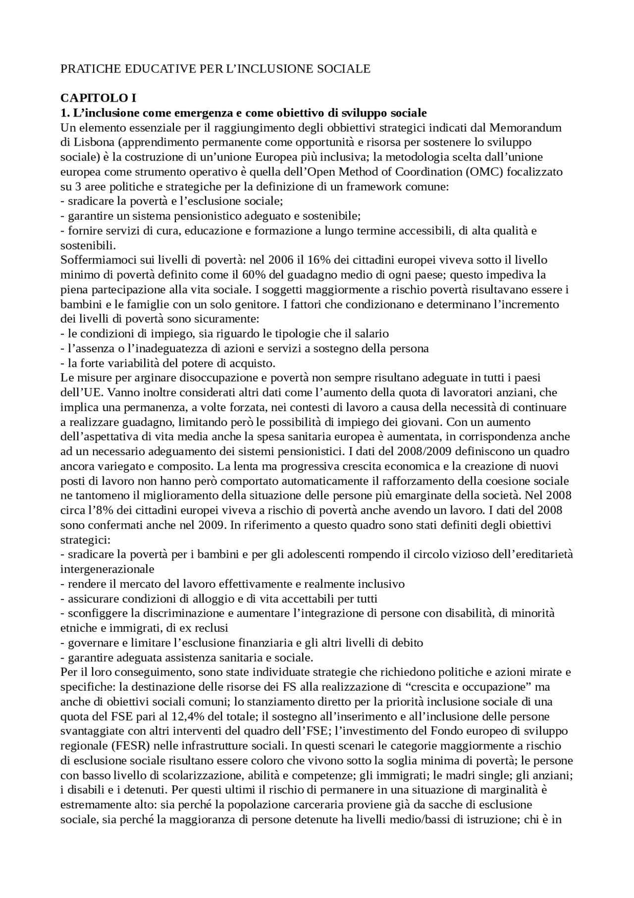 Maura Striano Pratiche Educative Per Linclusione Sociale Docsity