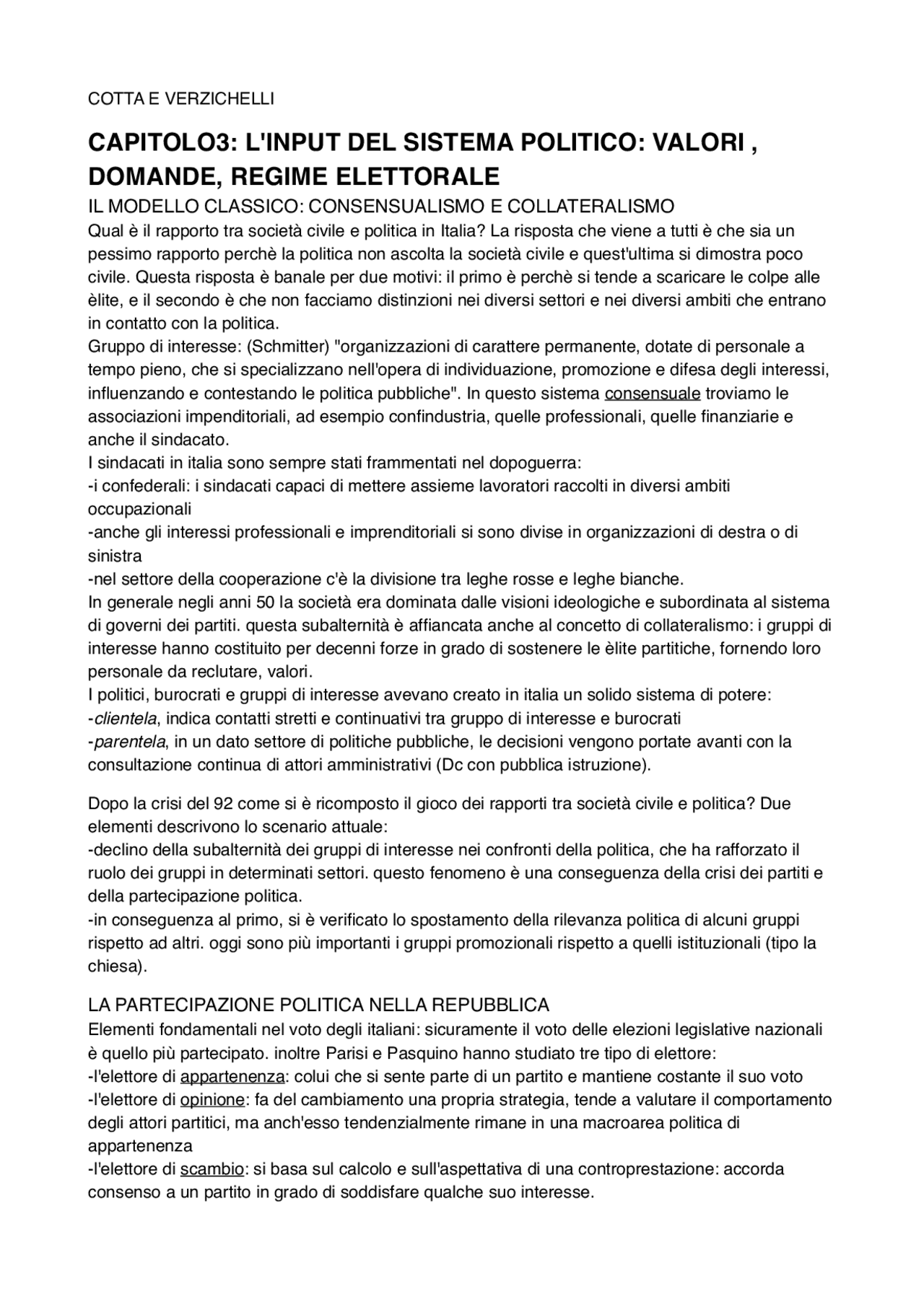 Riassunto Manuale Cotta E Verzichielli Docsity