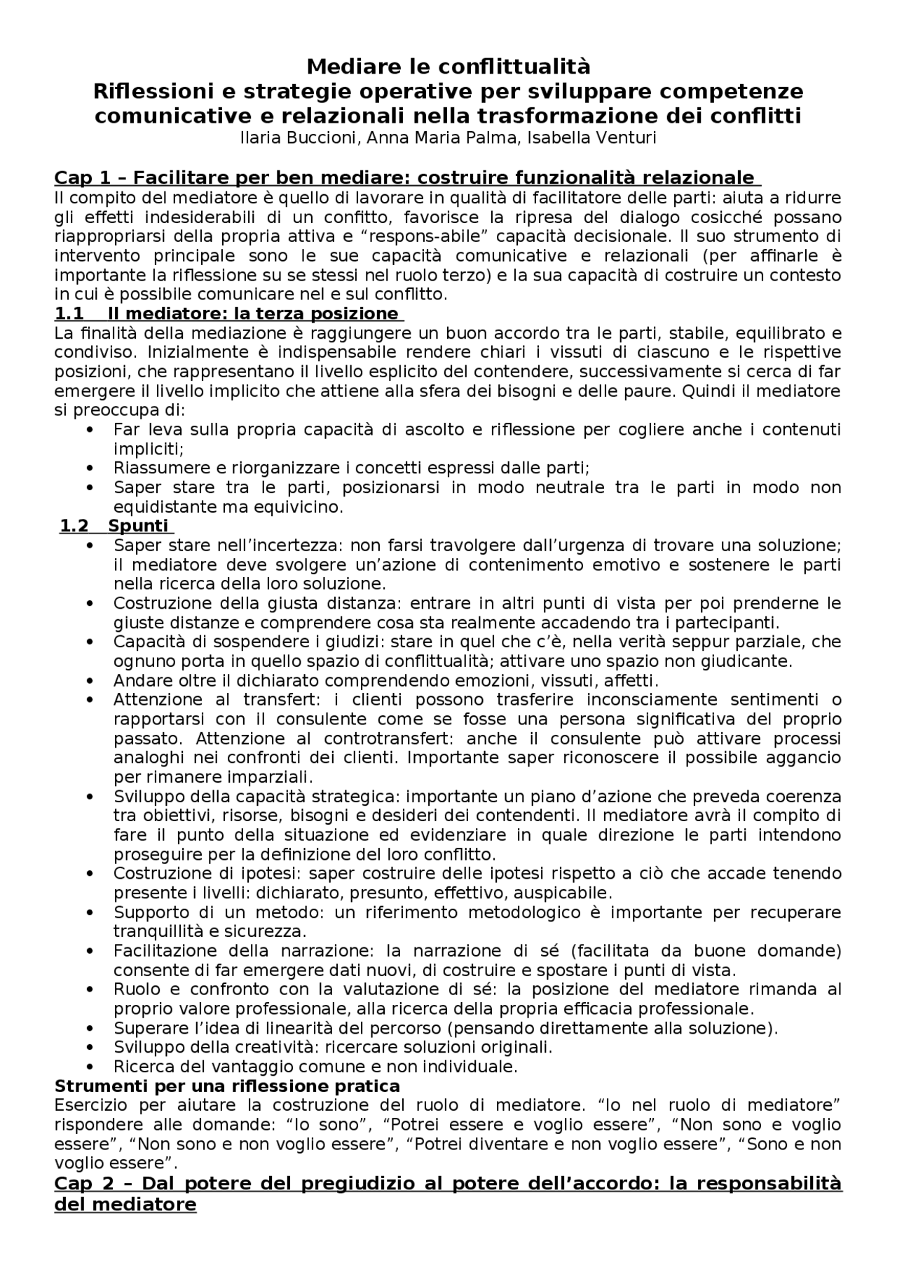Riassunto Libro Mediare Le Conflittualità Docsity