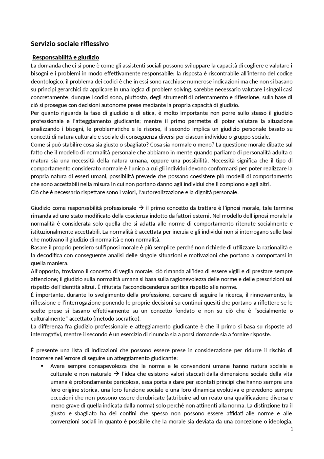 Servizio Sociale Riflessivo Docsity