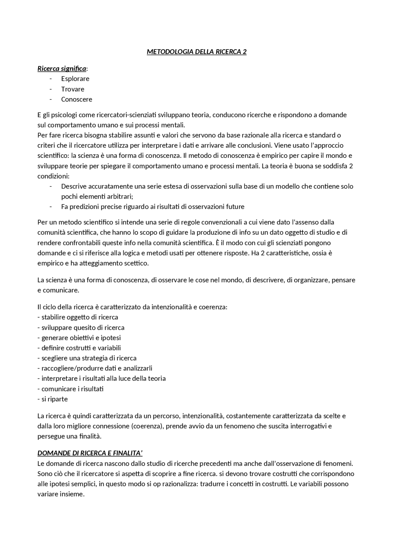 Metodologia Della Ricerca 2 Docsity