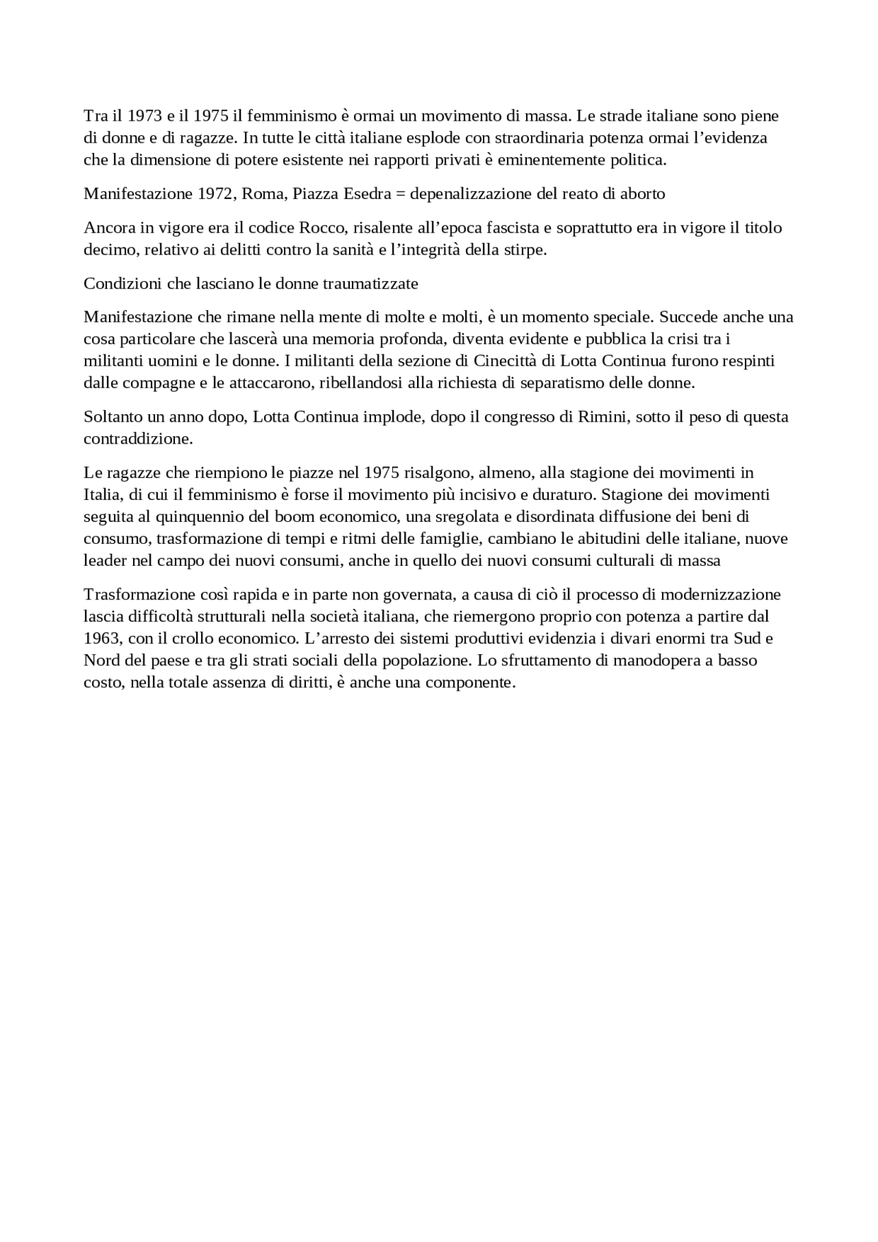 Appunti Sul Femminismo Docsity