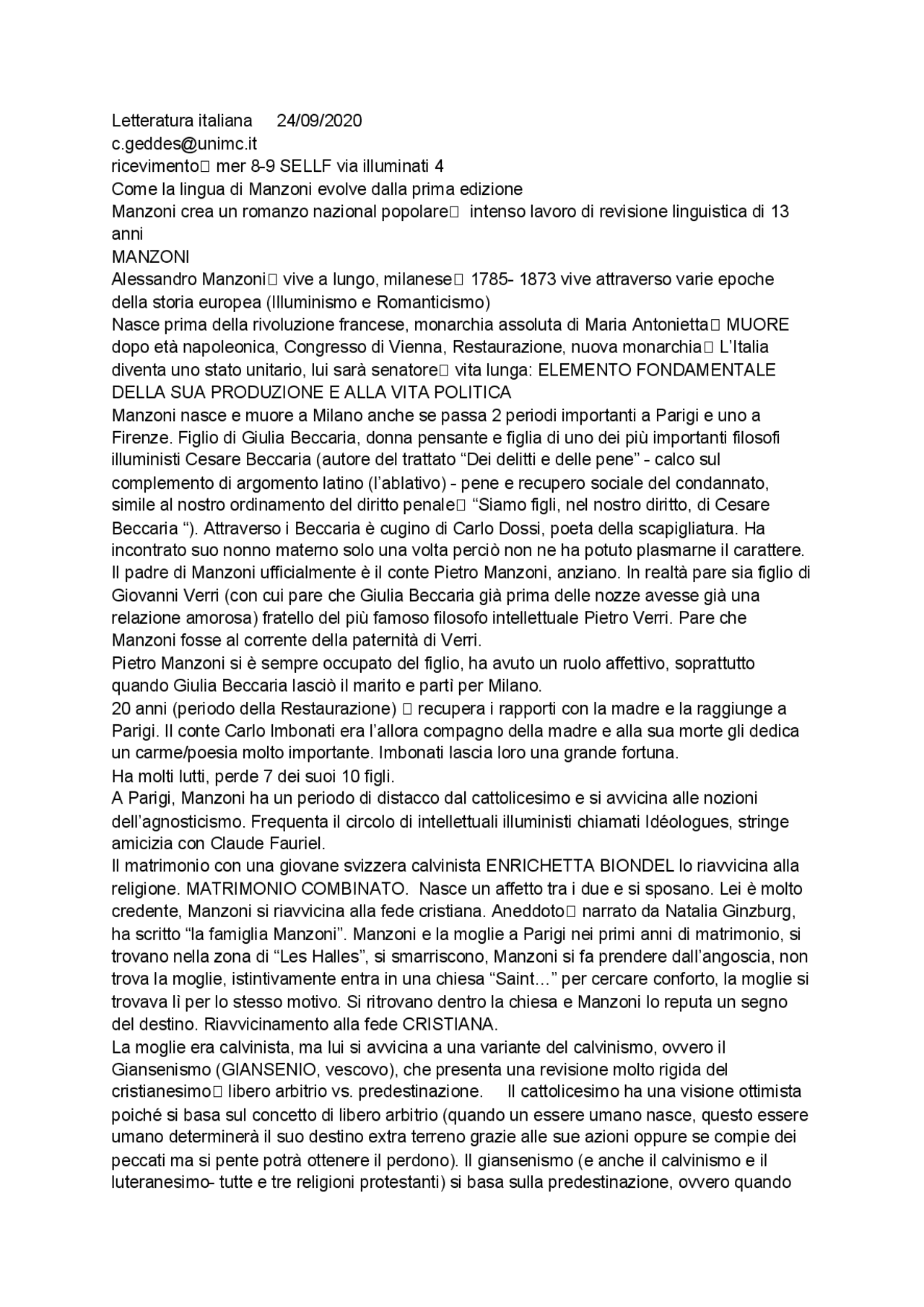Appunti Promessi Sposi Docsity