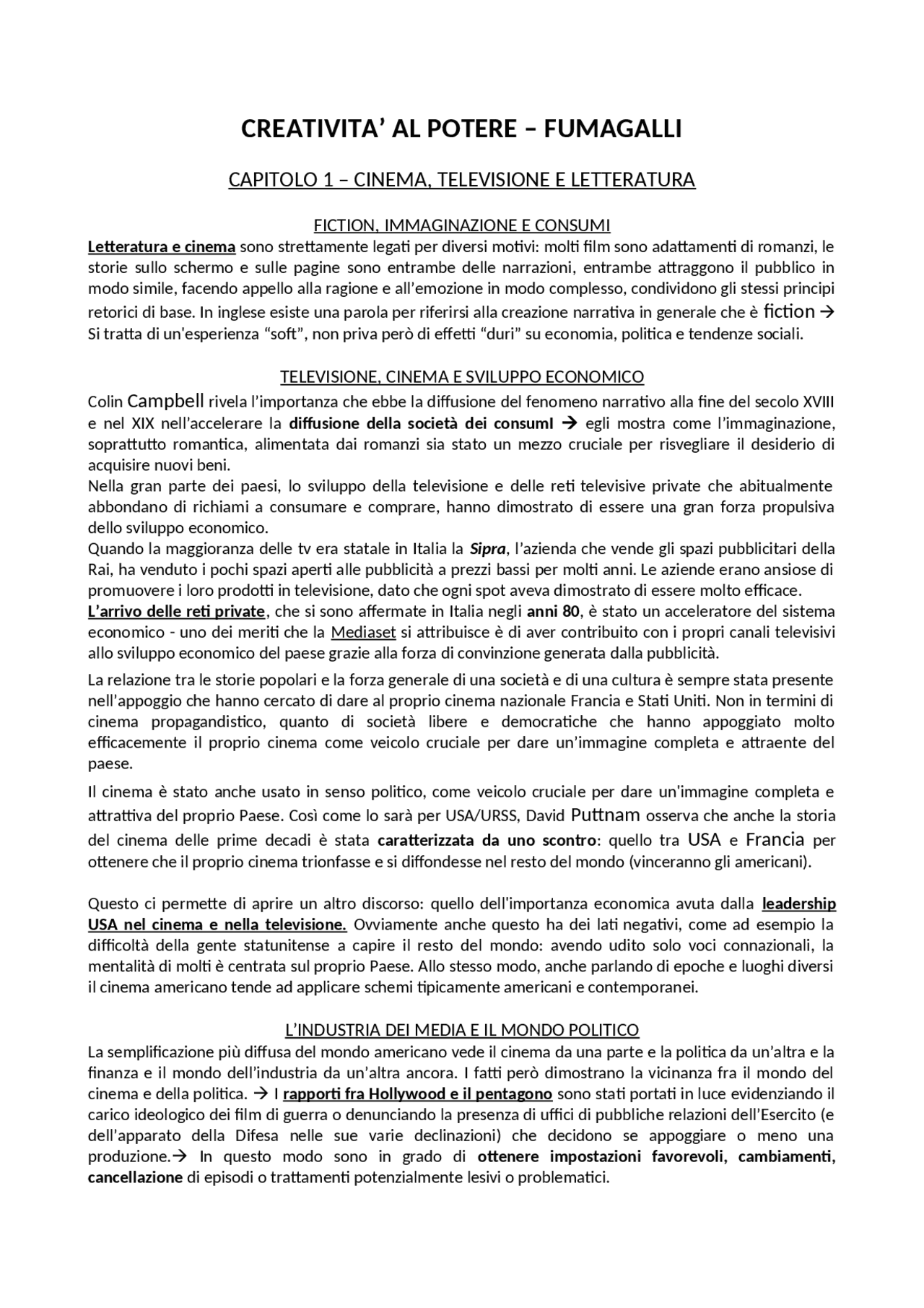 Riassunto Creatività E Potere Docsity