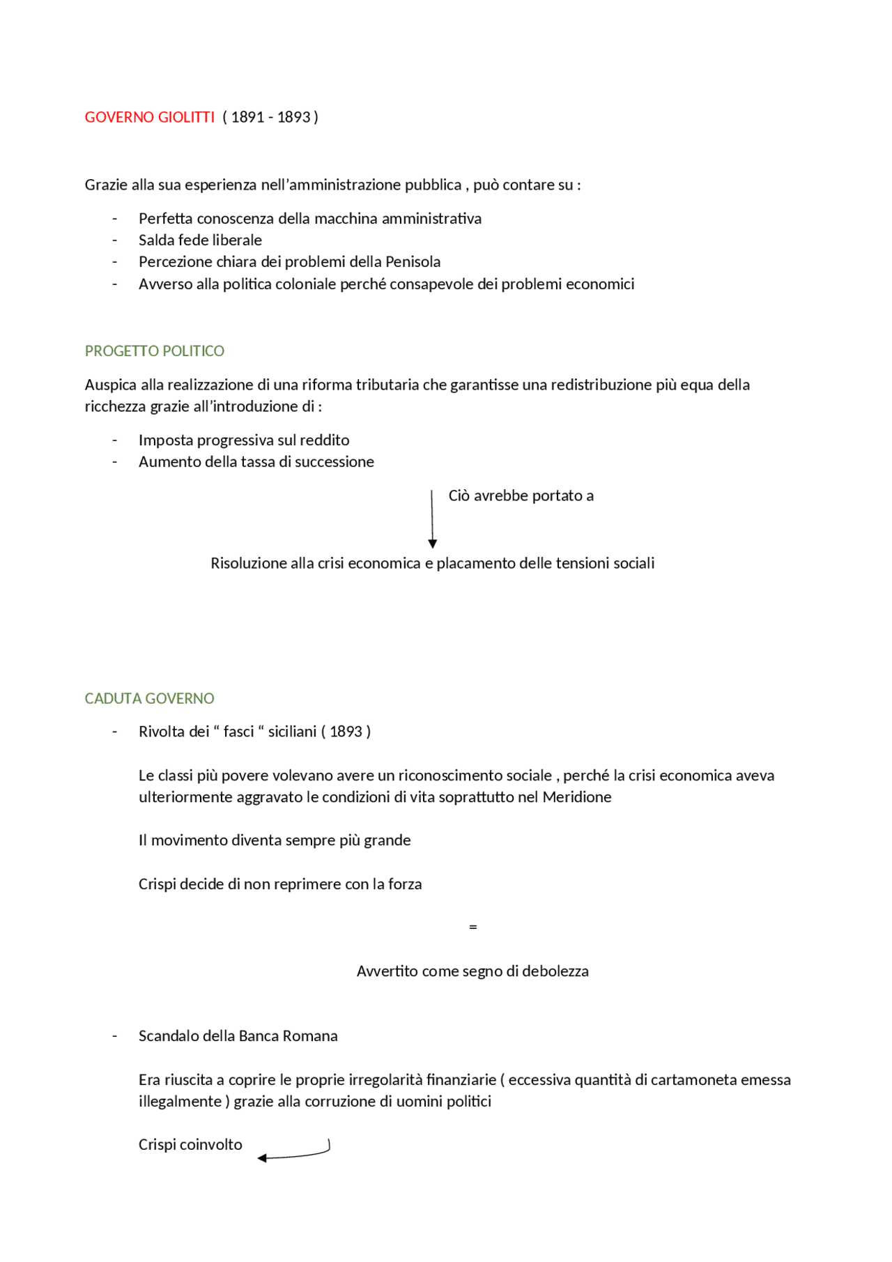 Riassunto Età Giolittiana Docsity