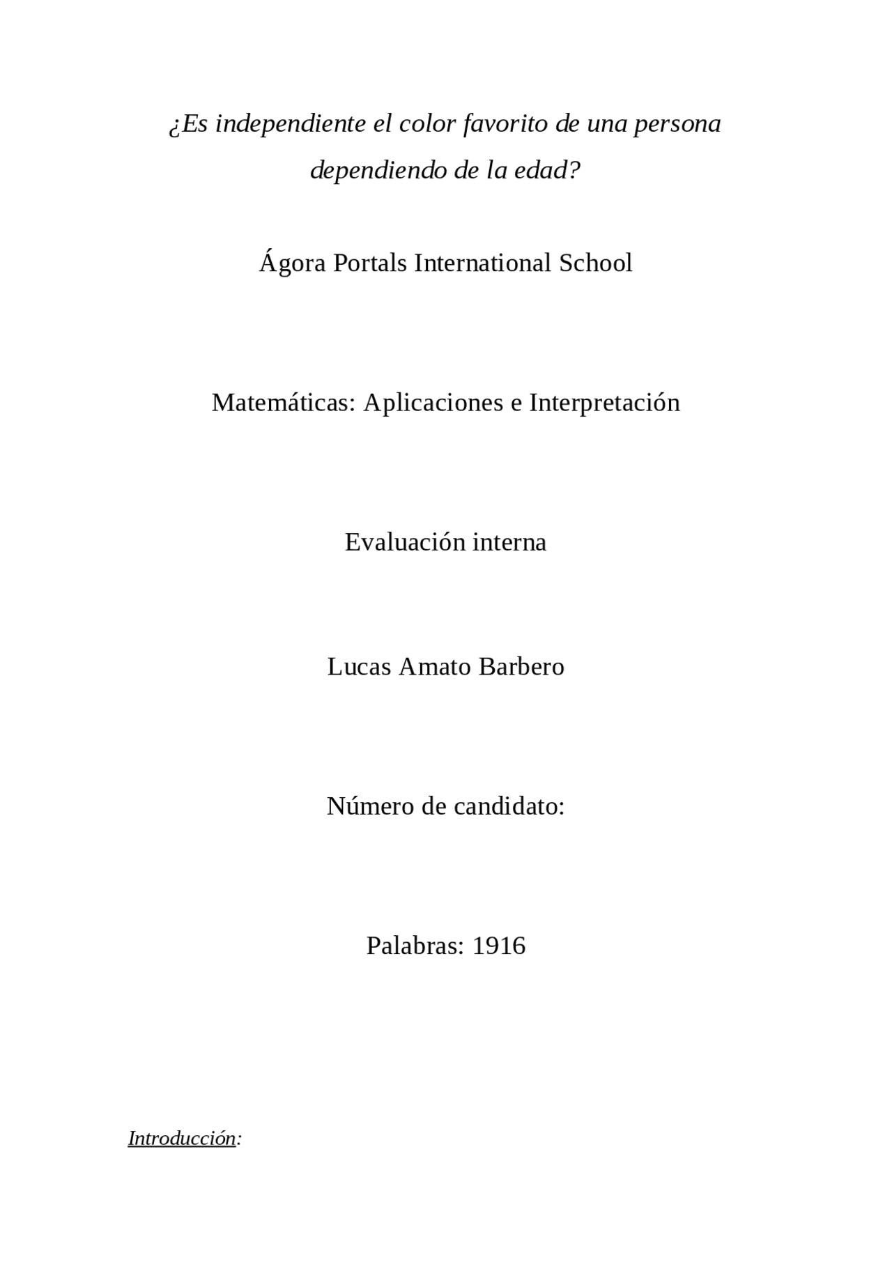 Internal Assesment Matematicas Aplicadas Ib Monografías Ensayos De