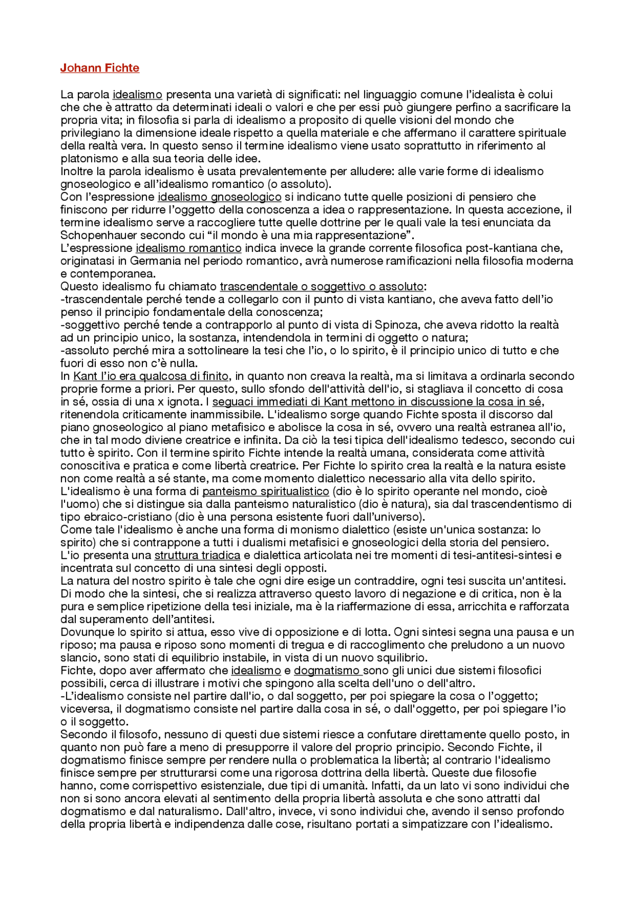 Riassunto Su Fichte E Schelling Docsity