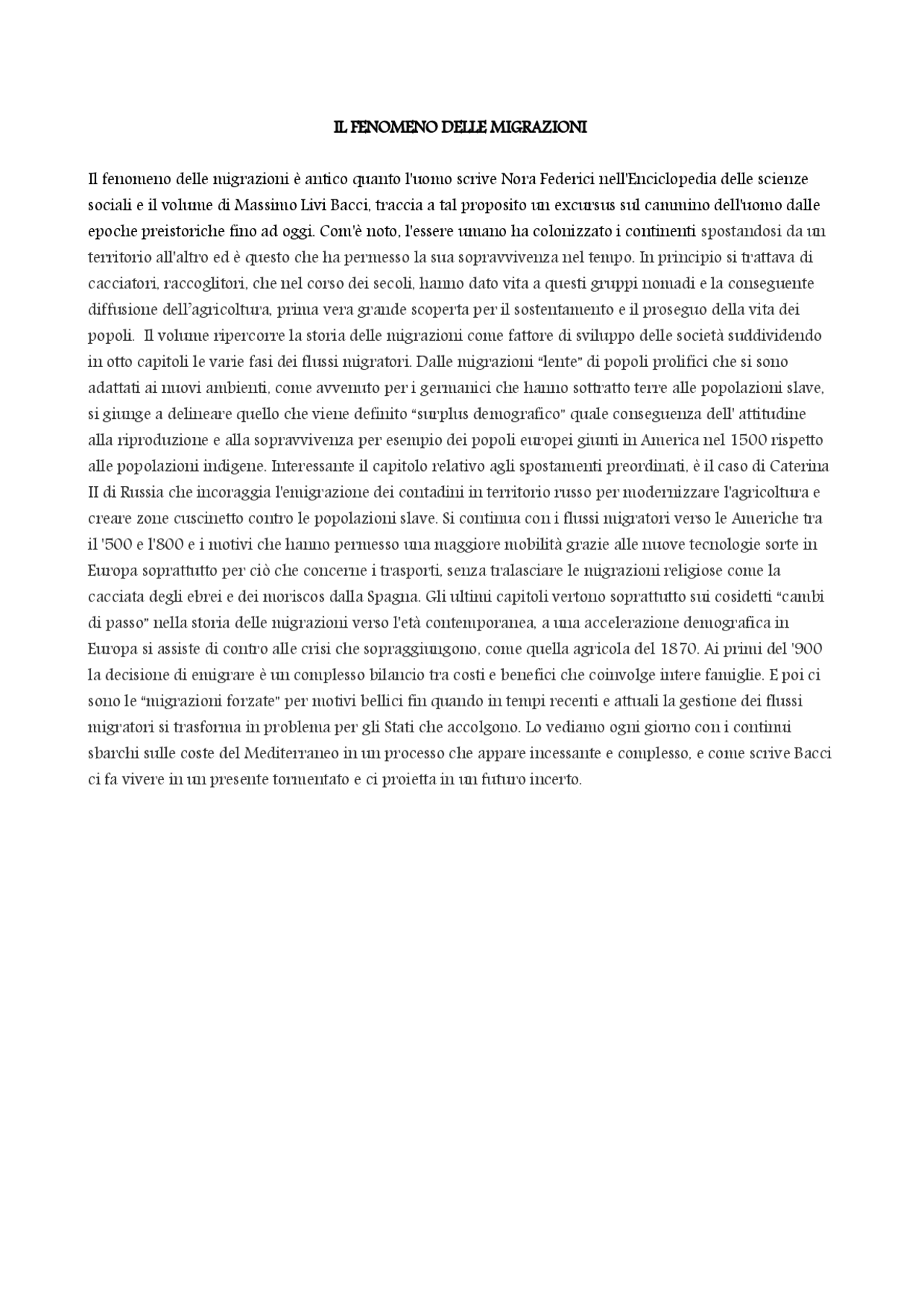 In Cammino Breve Storia Delle Migrazioni Docsity