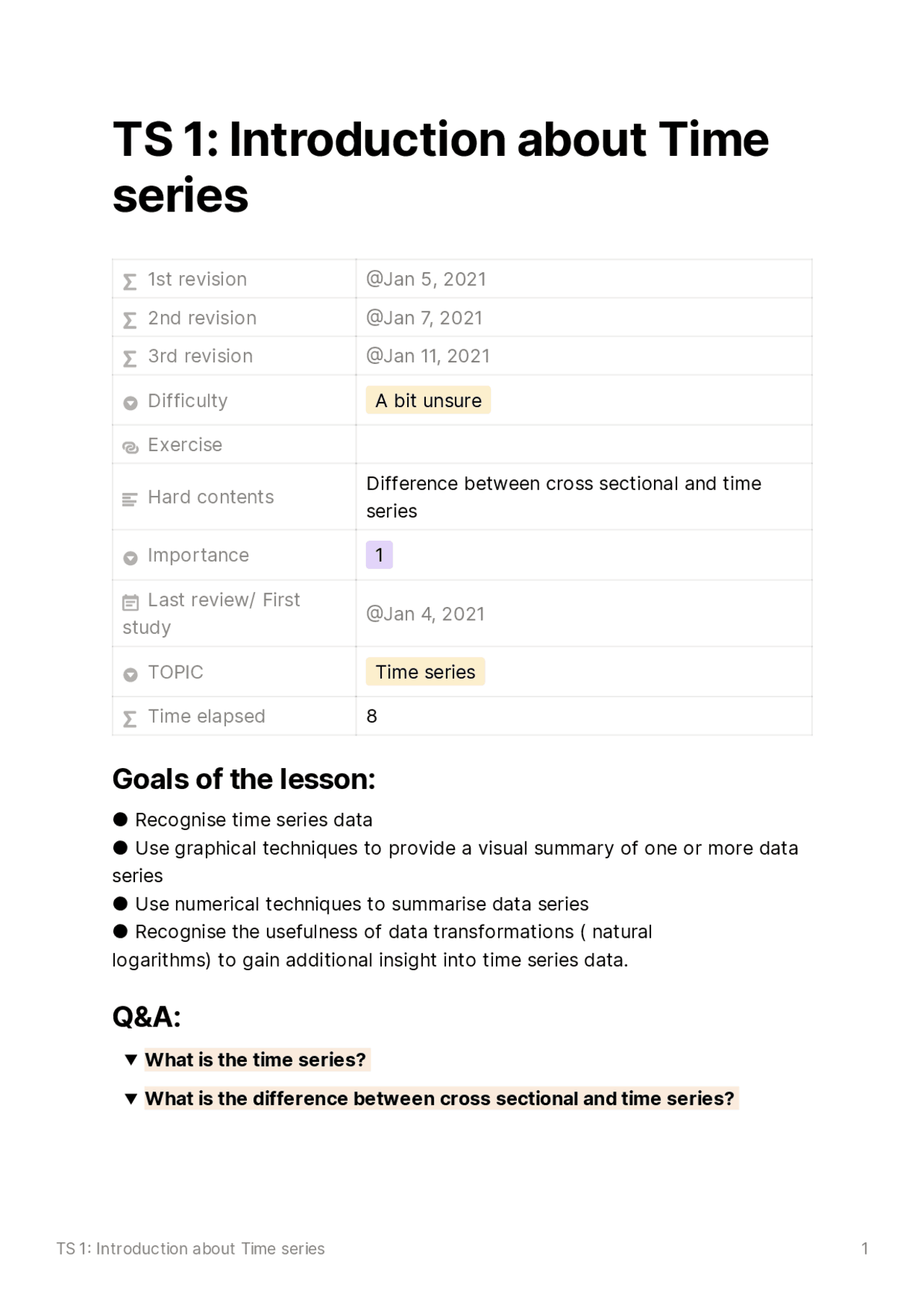 Introduction About Time Series Docsity