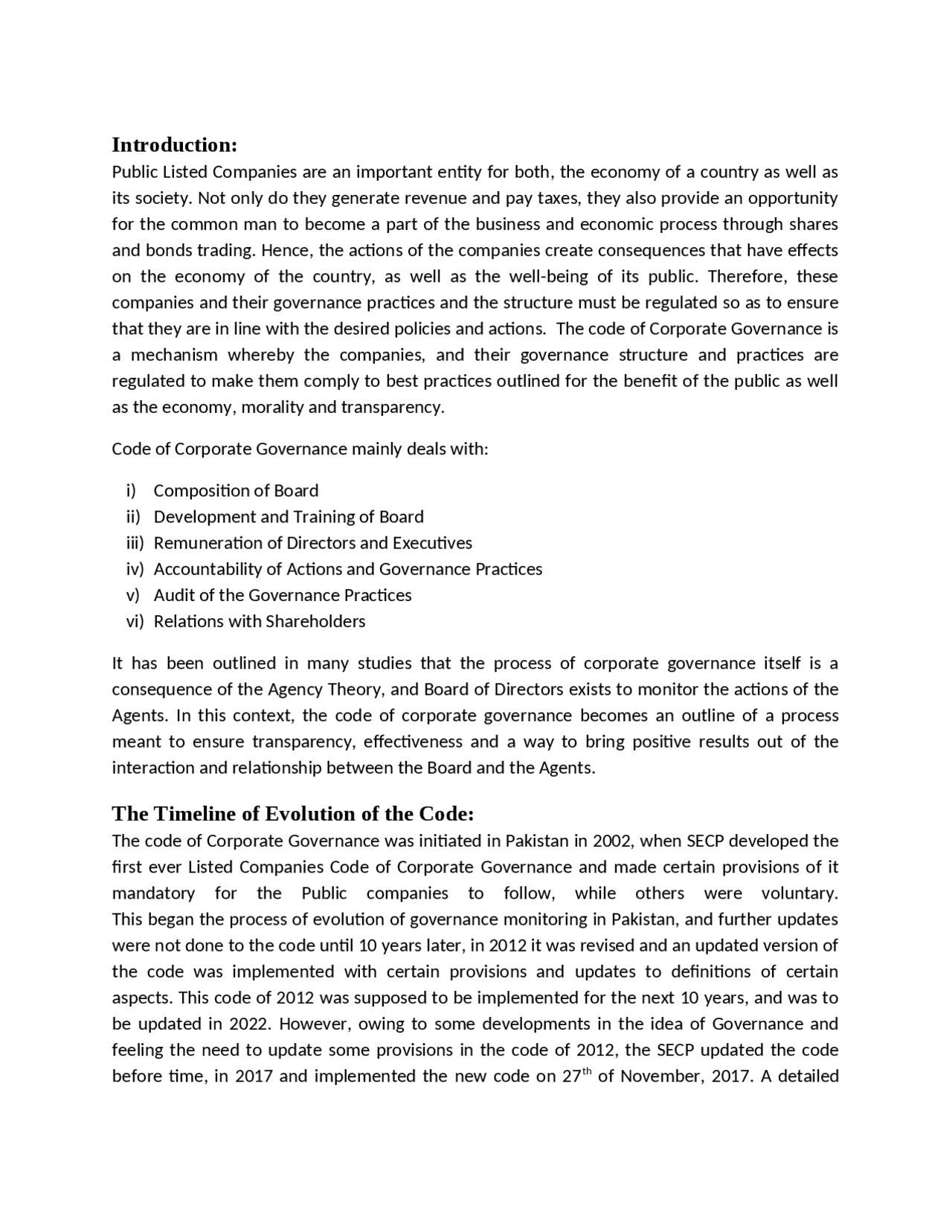 Codes of Governance Comparative Analysis - Docsity