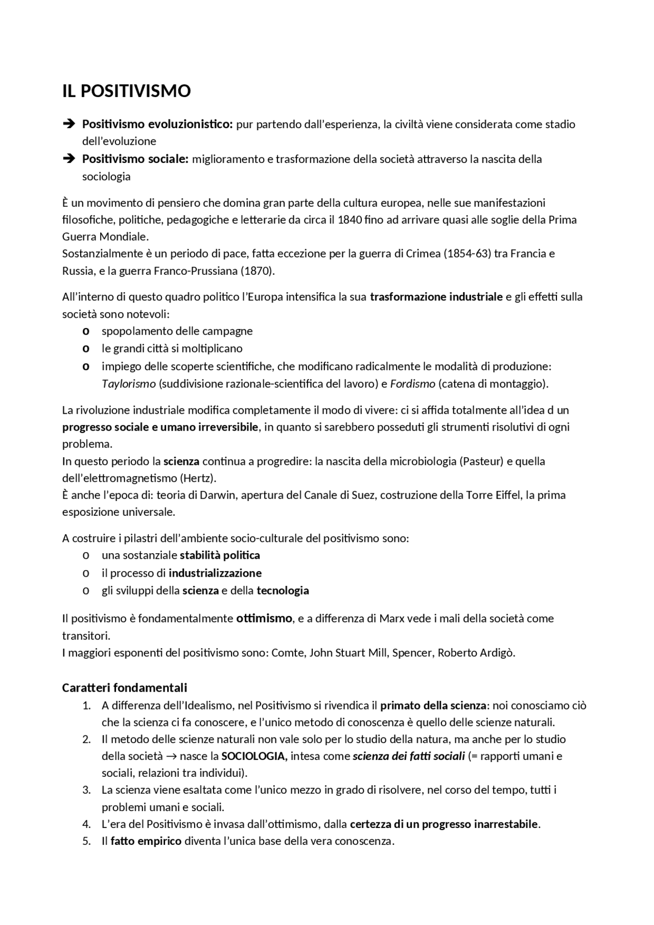 Appunti Filosofia Sul Positivismo Appunti Di Filosofia Docsity
