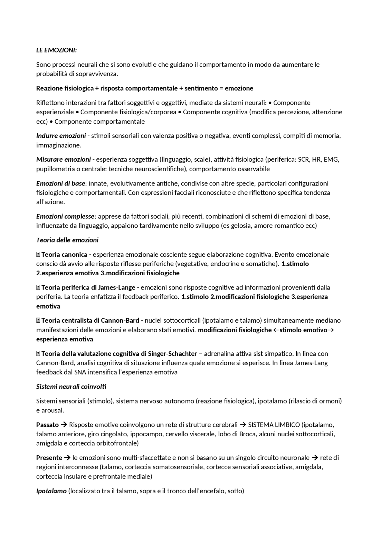 Appunti Neuroscienze Cognitive E Sociali Parte Prof Avenanti Docsity