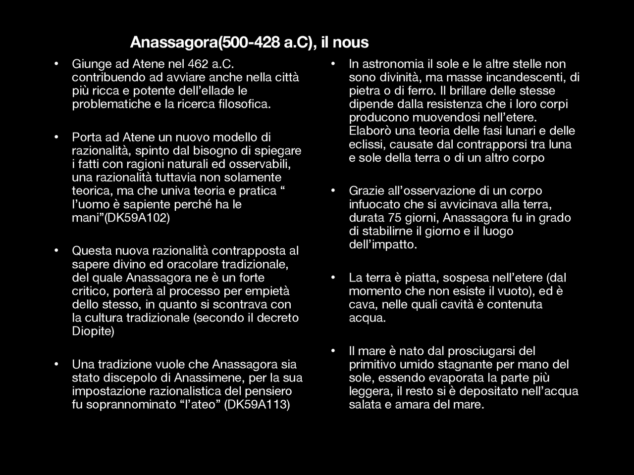 I Presocratici Anassagora Docsity