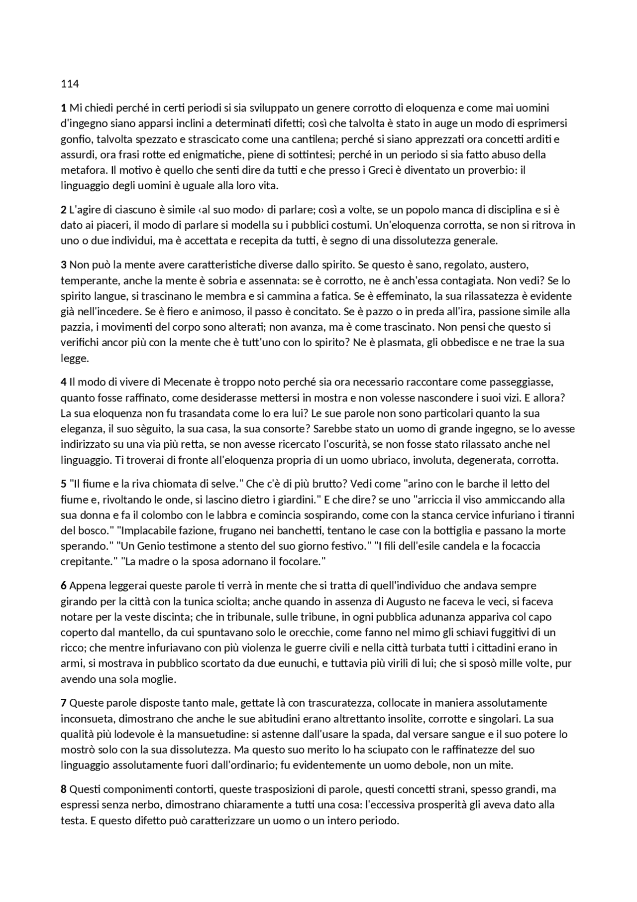 Epistula 114 Seneca traduzione - Docsity