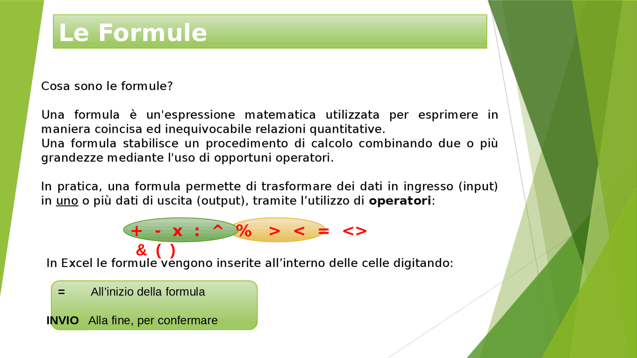 Corso Excel Formule Docsity