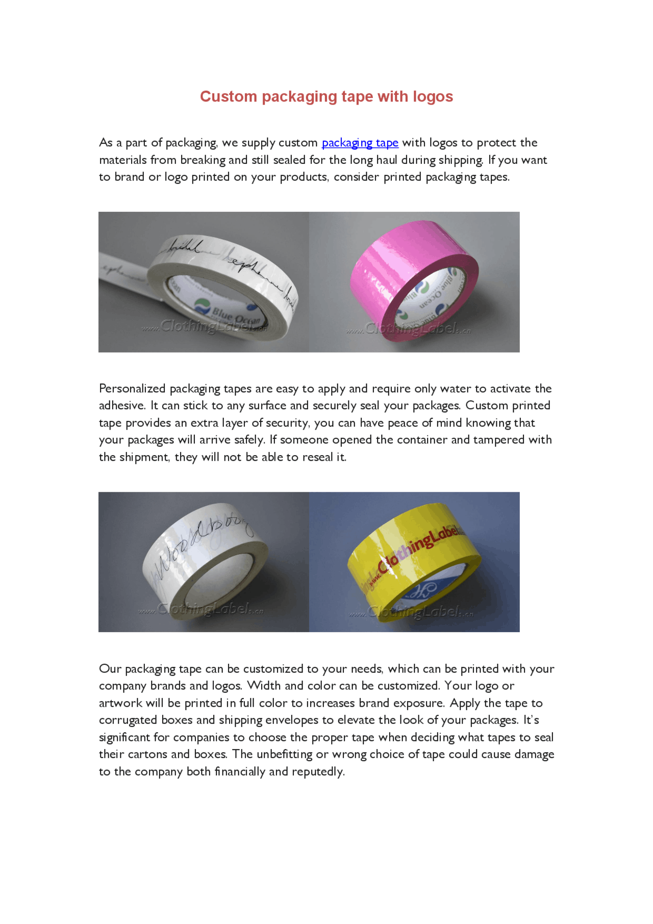 Custom packaging tape with logos - Docsity