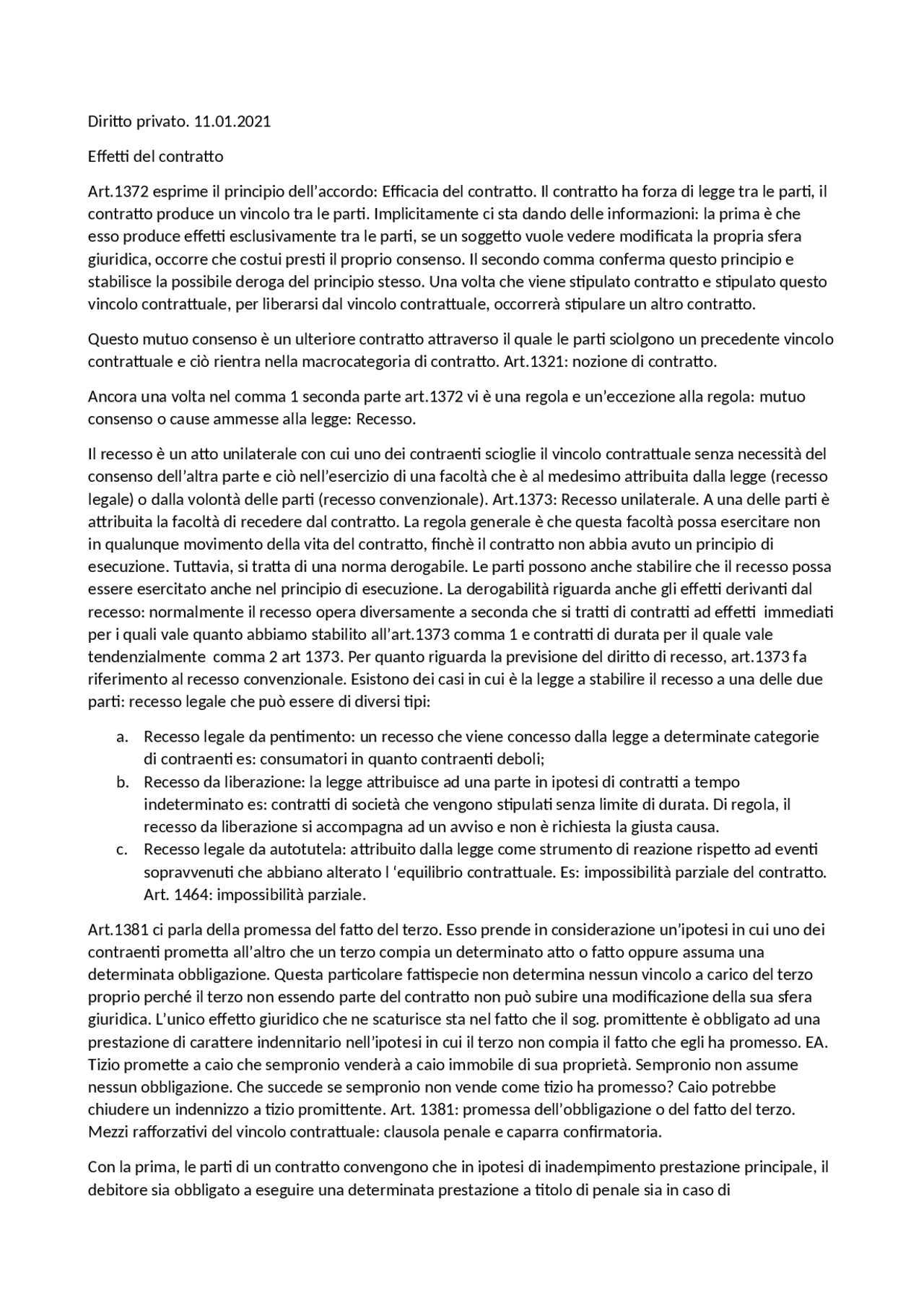 Appunti Contratto Spiegazione Docsity