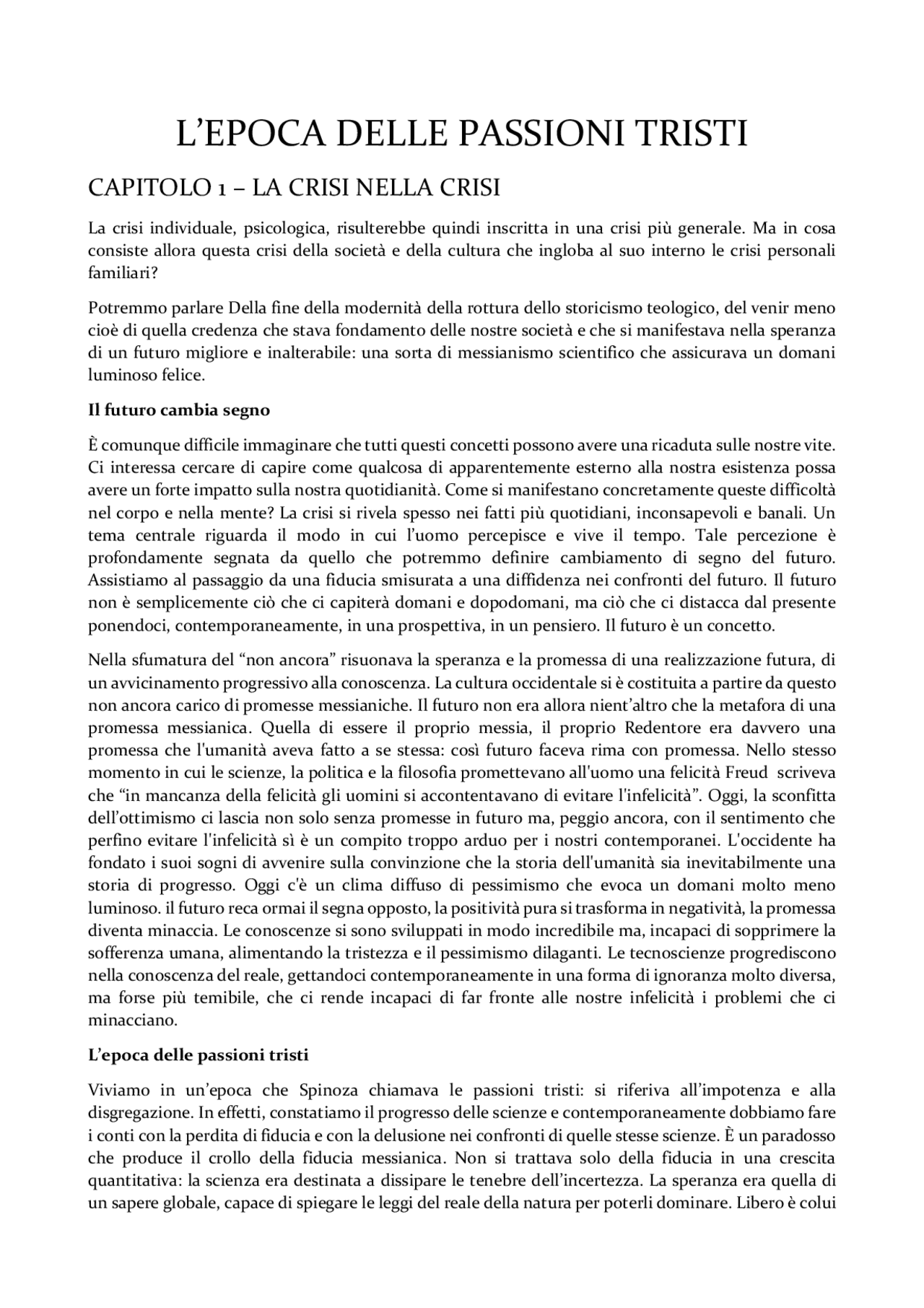 Lepoca Della Passioni Tristi M Benasayag And G Schmit Docsity