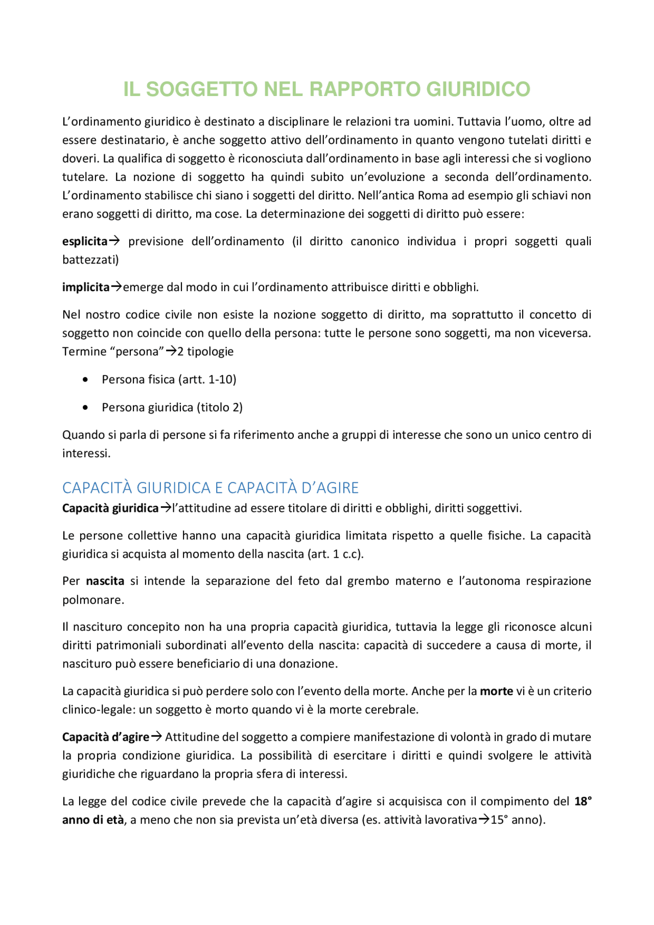 Il Soggetto Nel Rapporto Giuridico Docsity