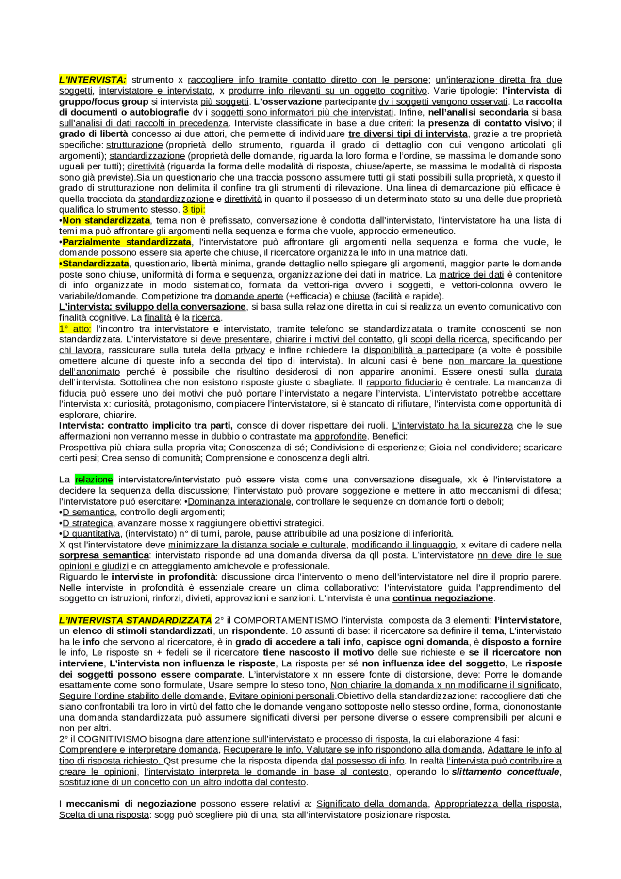 Metodi E Tecniche Dellintervista E Del Questionario Docsity