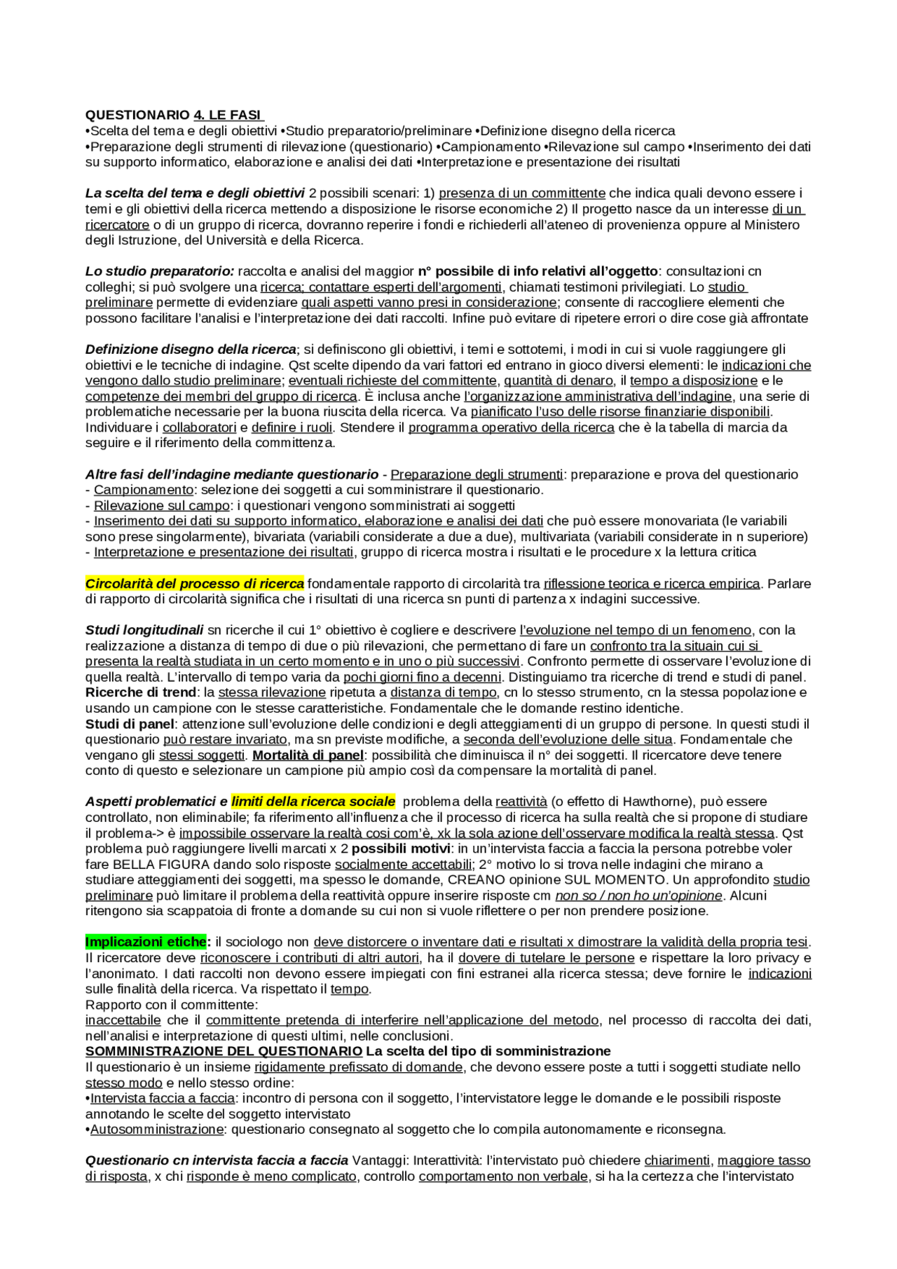 Metodi E Tecniche Dellintervista E Del Questionario Questionario
