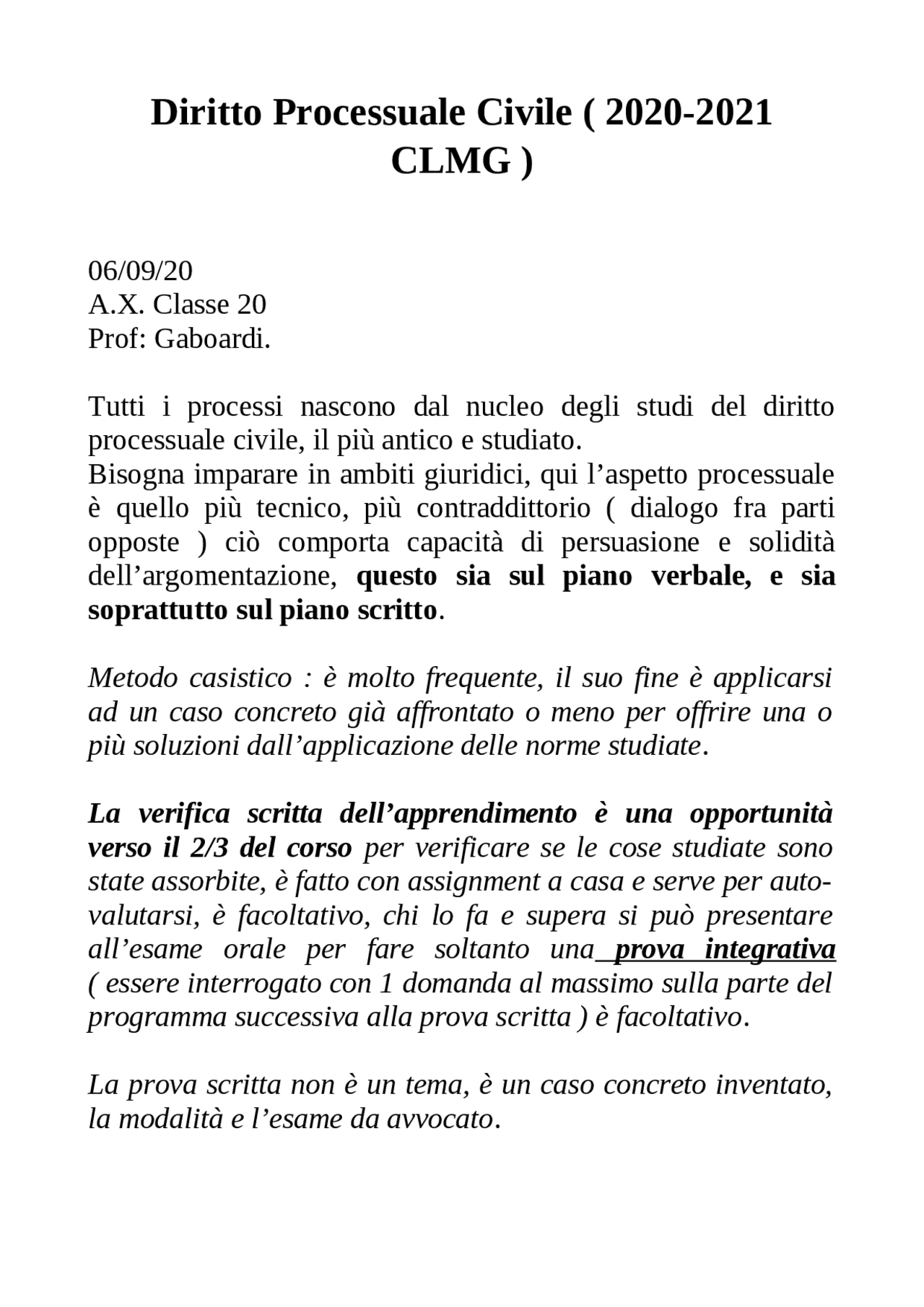 Diritto Processuale Civile - Docsity