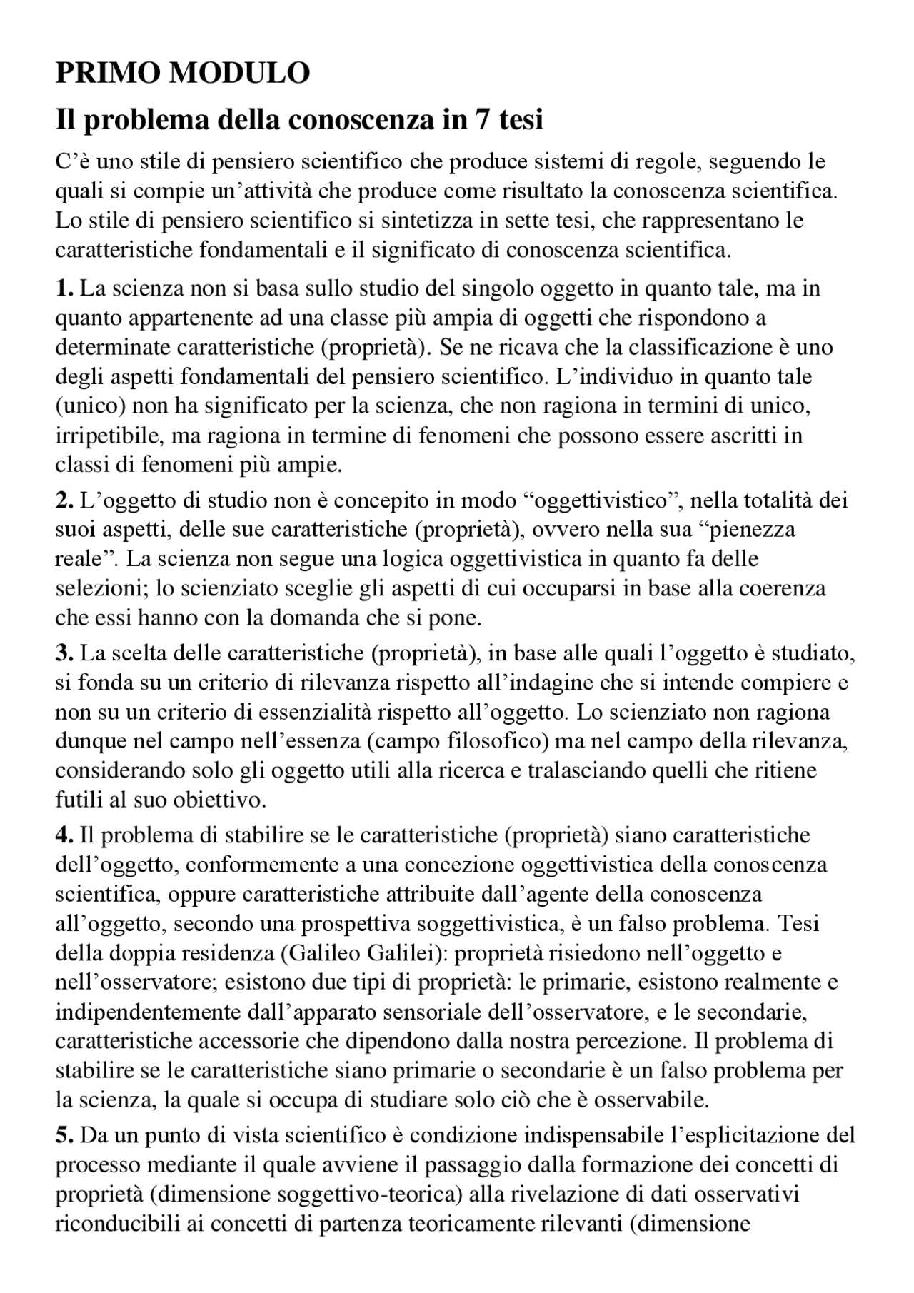 Primo Modulo Storia E Metodo Delle Scienze Sociali Prof Fasanella