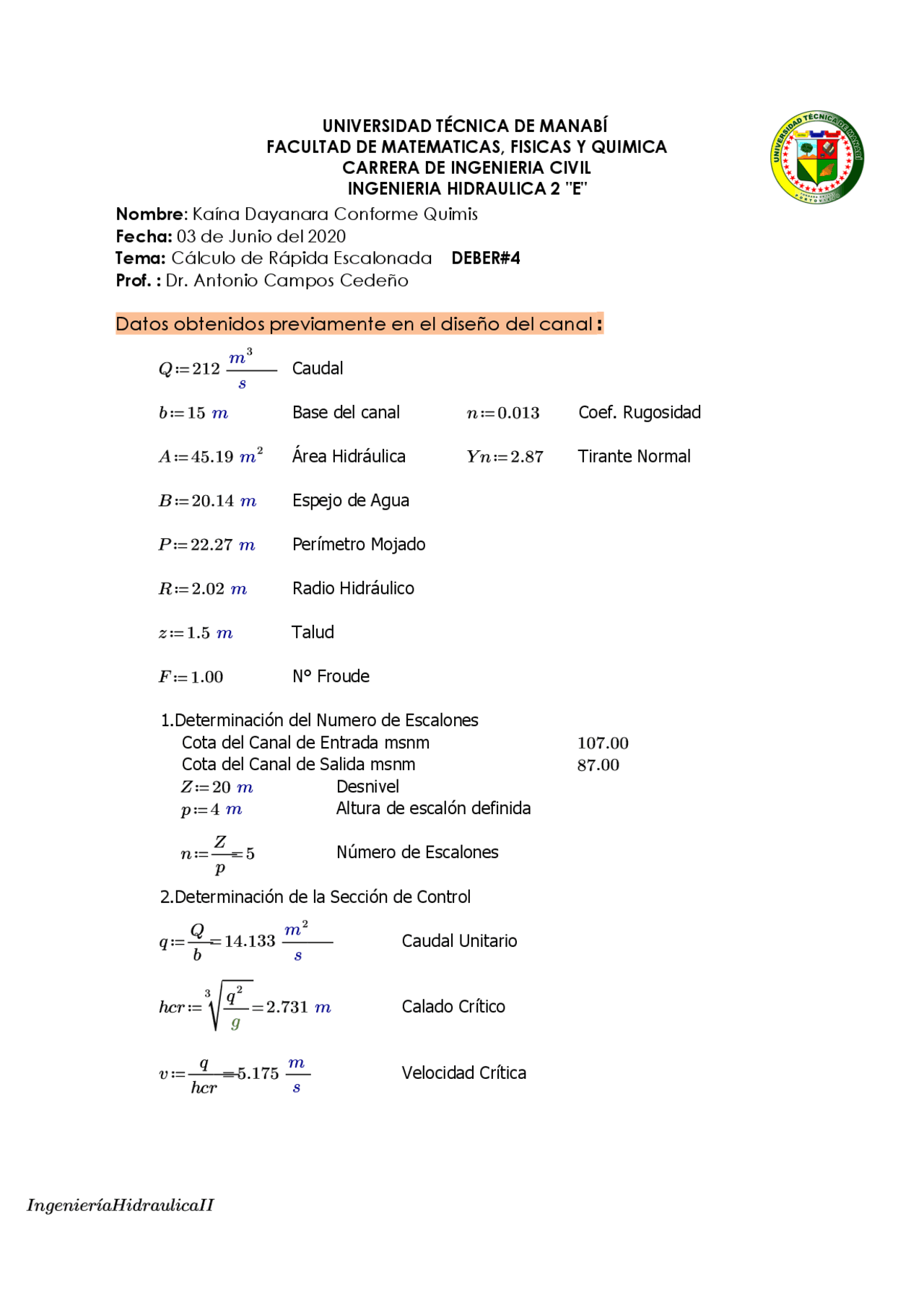 Ejercicio de Rapida escalonada - Docsity