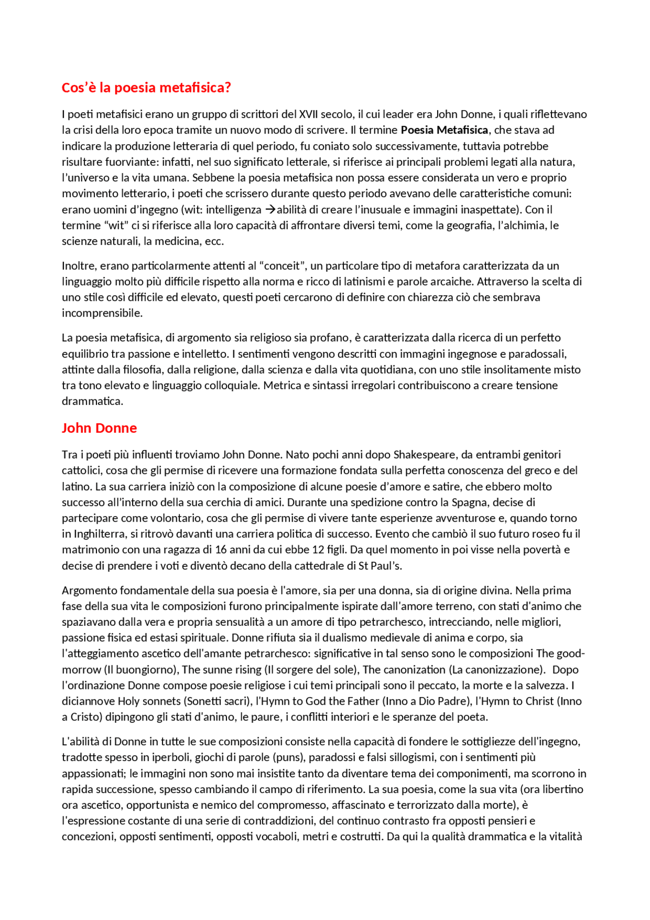 Dispense Letteratura Inglese Docsity