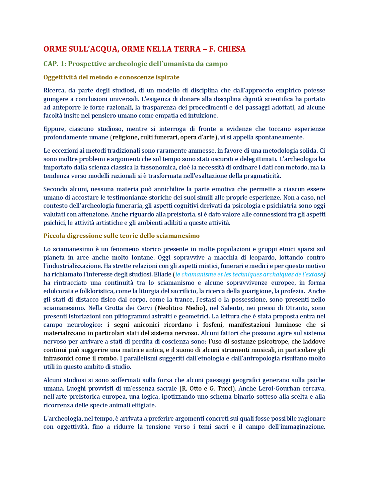 Riassunto Orme Sullacqua Orme Nella Terra Docsity