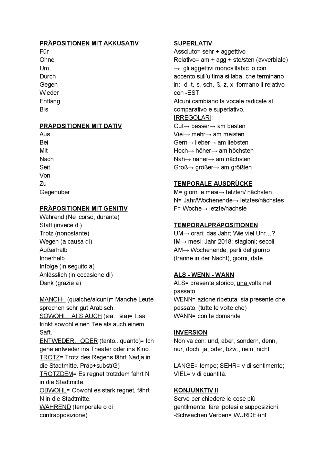 Vari Schemi Di Grammatica Di Tedesco Docsity