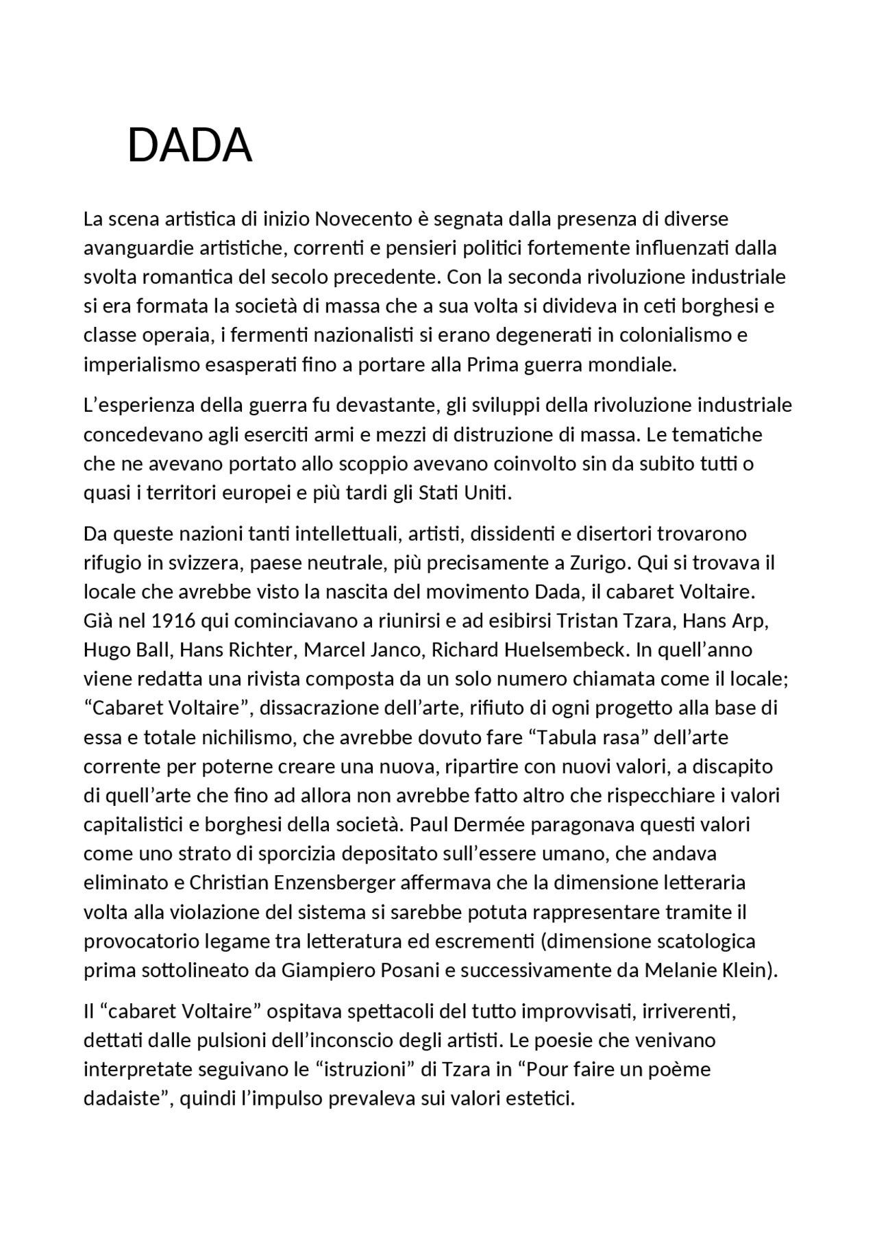 Appunti Sul Dadaismo Docsity