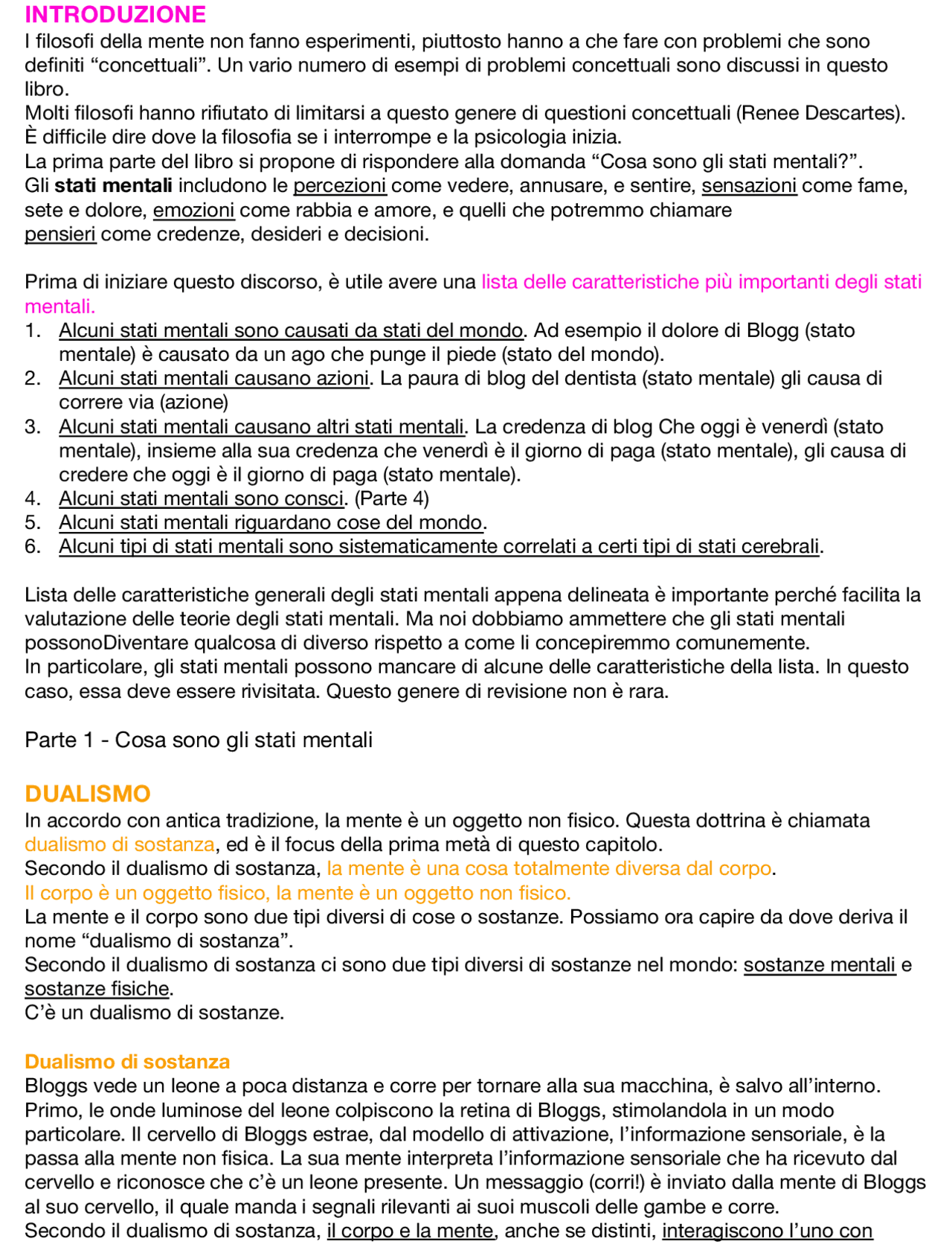 Riassunto Philosophy Of Mind Docsity