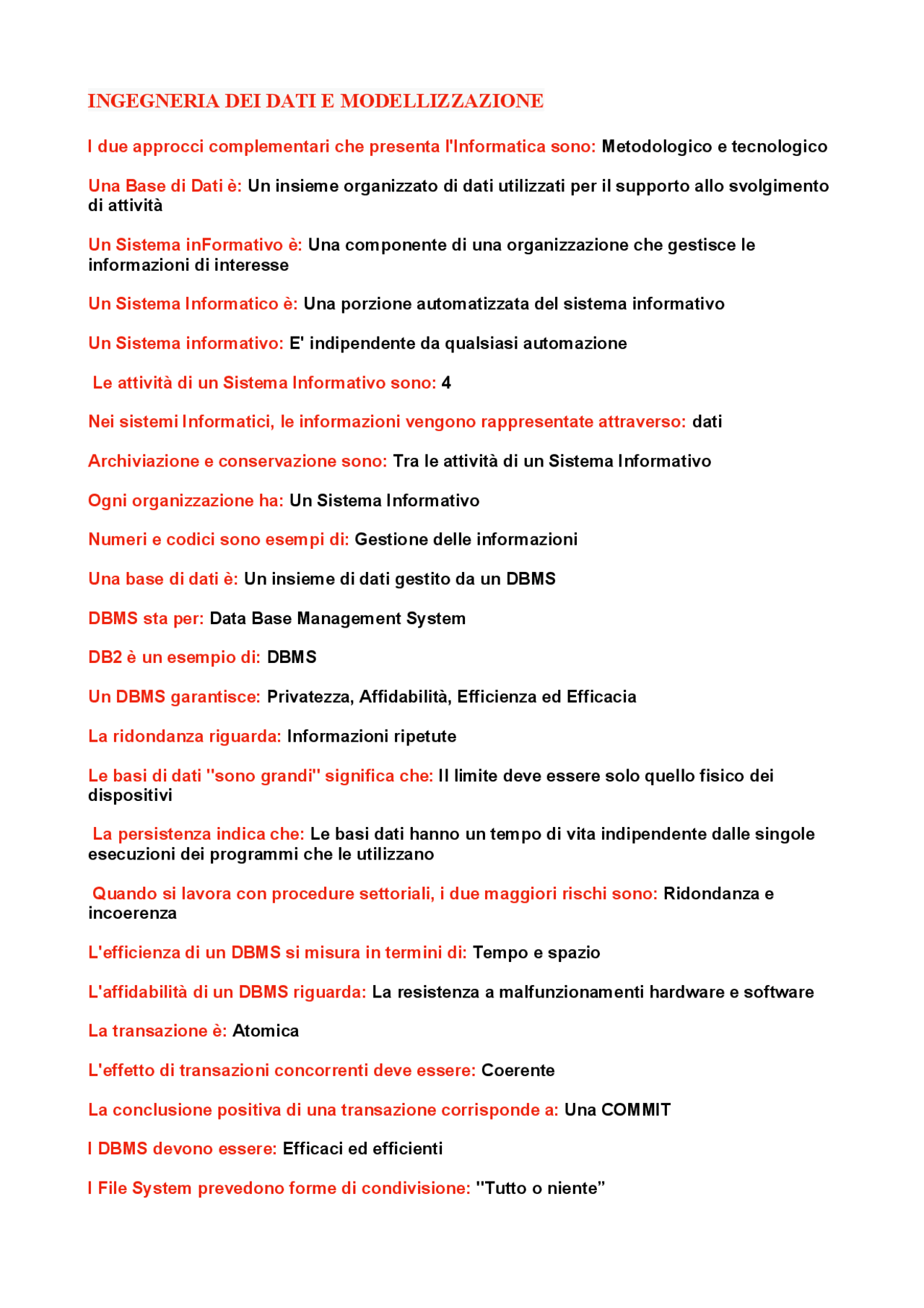 Ingegneria Dei Dati E Modellizzazione Panieri Di Elementi Di